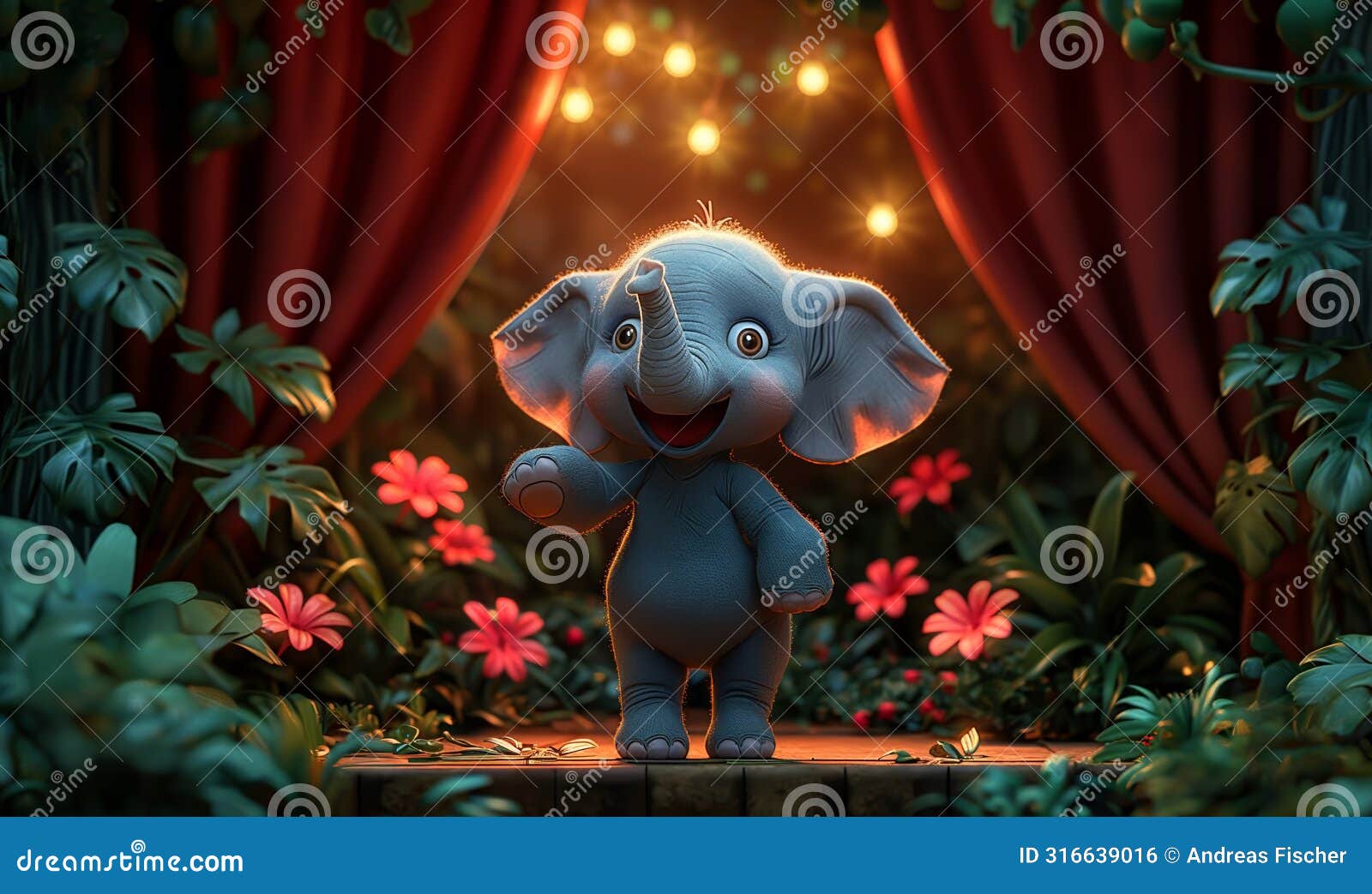 Illustration of a Female Elephant Dancing on Stage. Stock Photo - Image ...