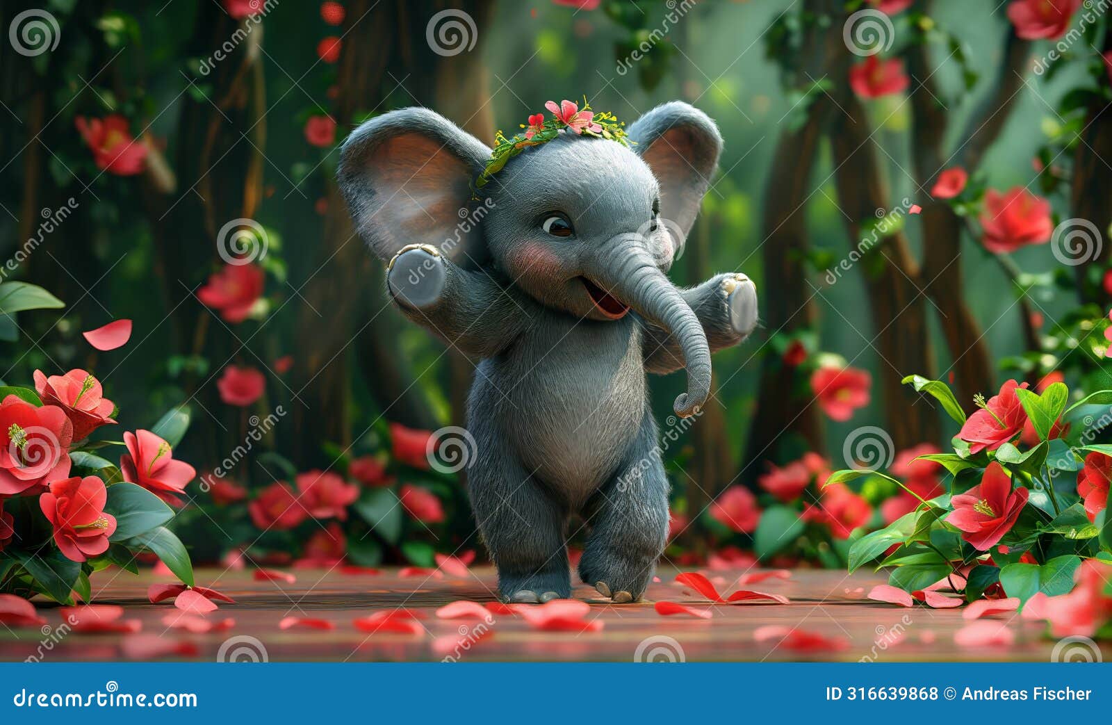 Illustration of a Female Elephant Dancing on Stage. Stock Photo - Image ...