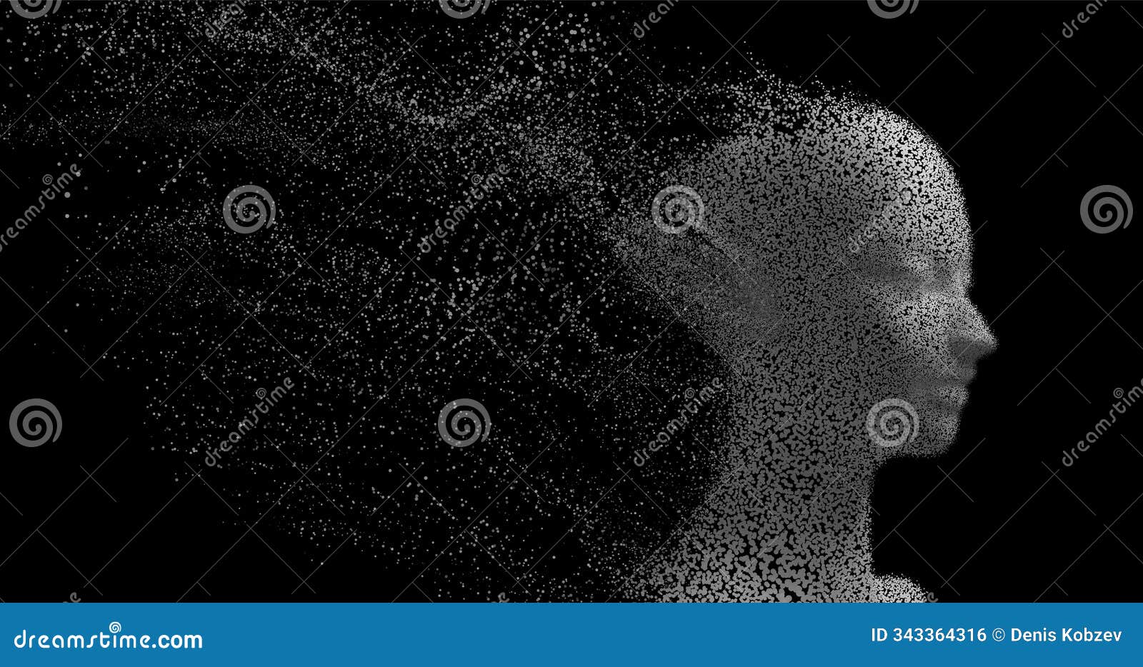 Illustration of Female Elf Face with Black and White Texture. Made from ...