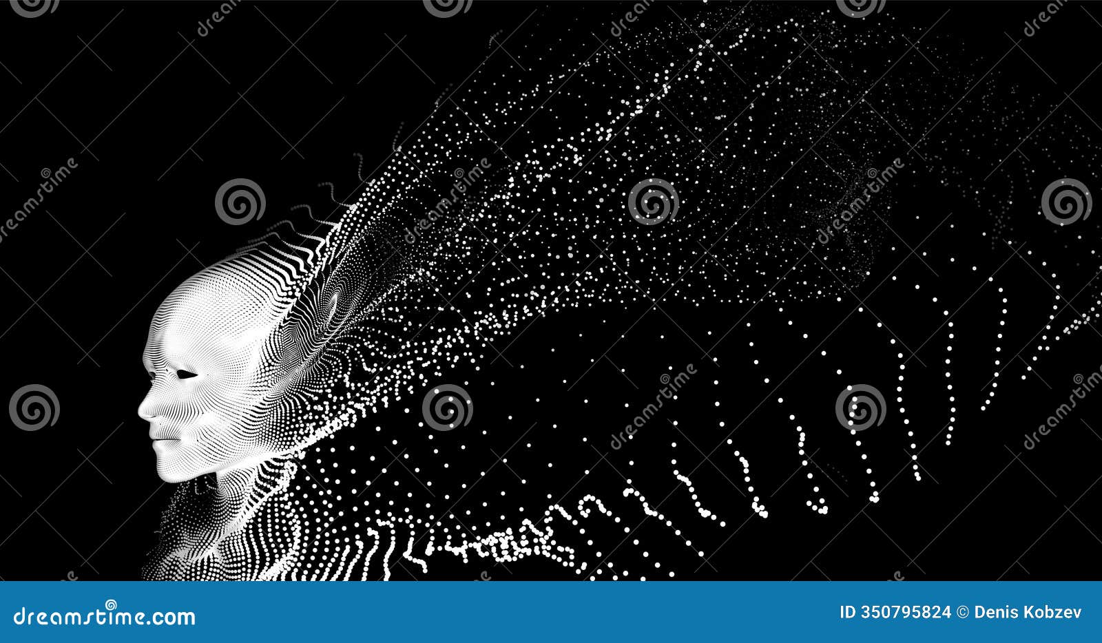 Illustration of Female Elf Face with Black and White Texture. Made from ...