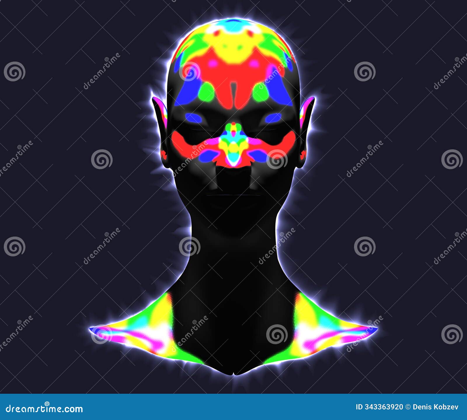 Illustration of a Female Elf Face with Multicolored Texture ...