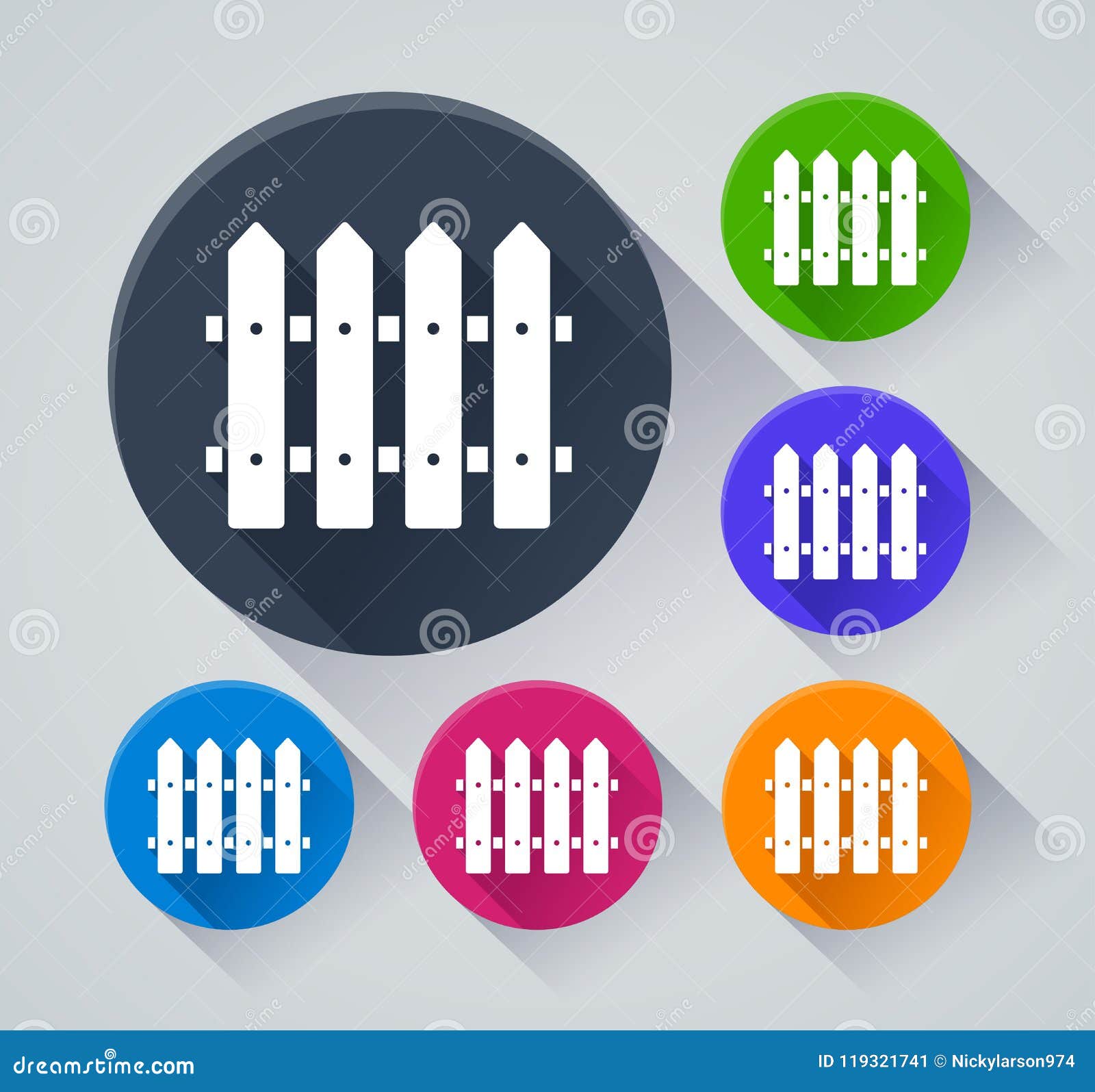 Fence Circle Icons with Shadow Stock Vector - Illustration of fence ...