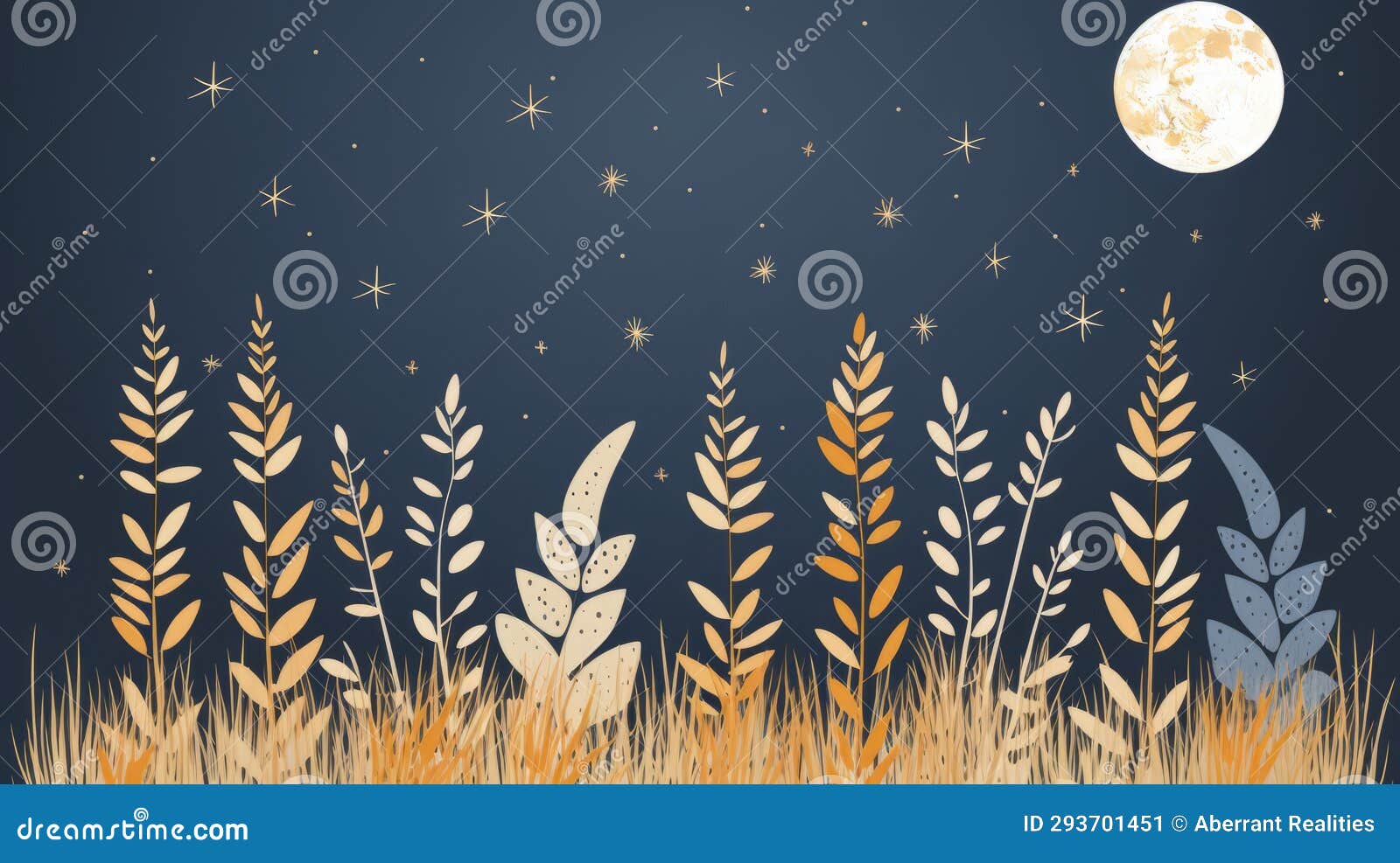 An Illustration of a Field with Grass and Stars Stock Illustration ...