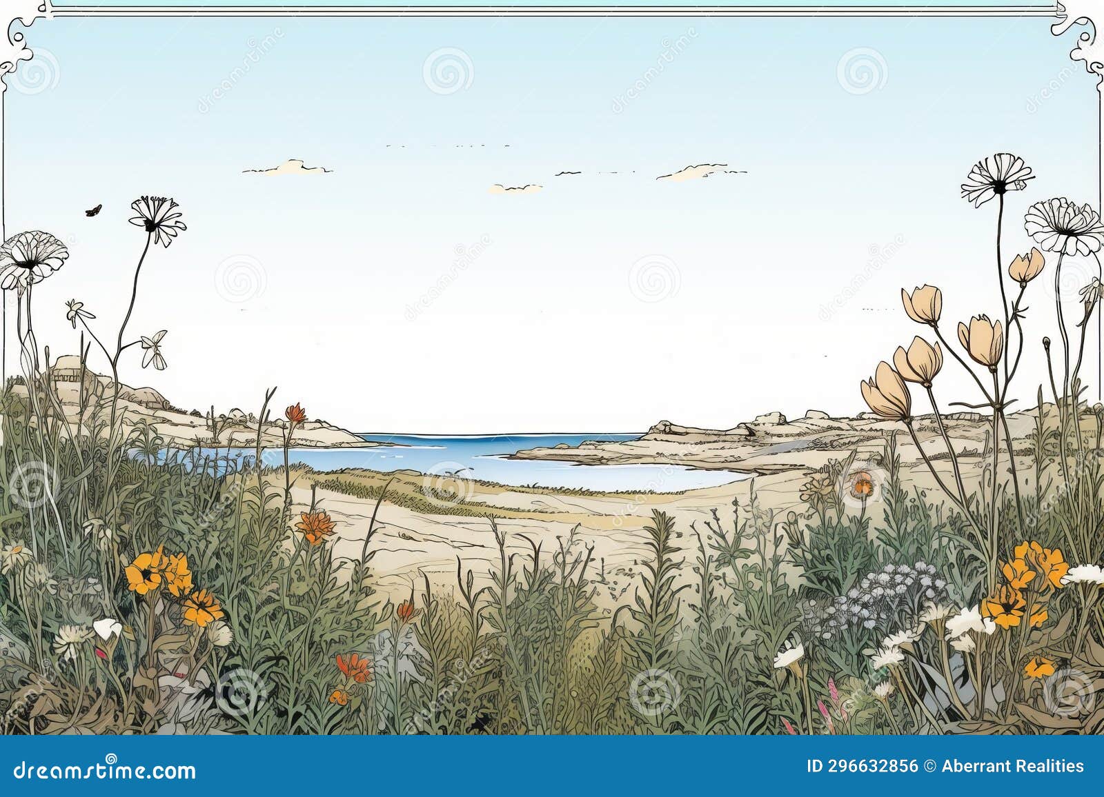 An Illustration of a Field with Wildflowers Stock Illustration ...