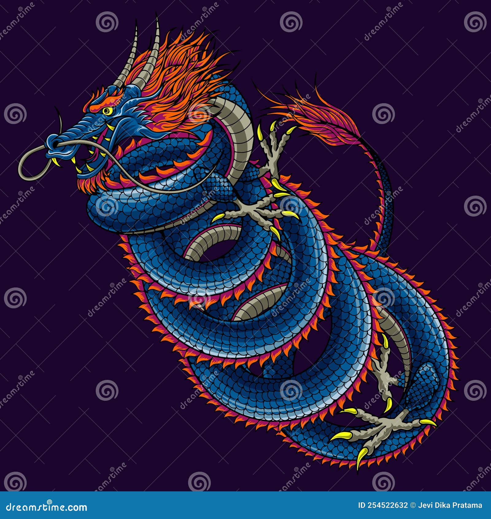 Illustration of a Fierce and Cool Dragon Stock Vector - Illustration of ...