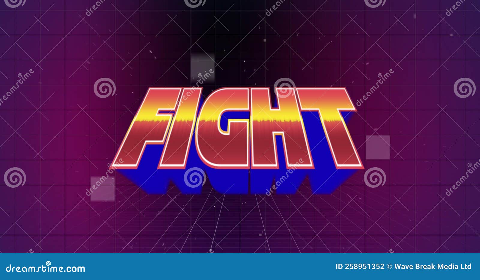 Illustration of Fight Text with Square Shapes and Grid Pattern Against ...