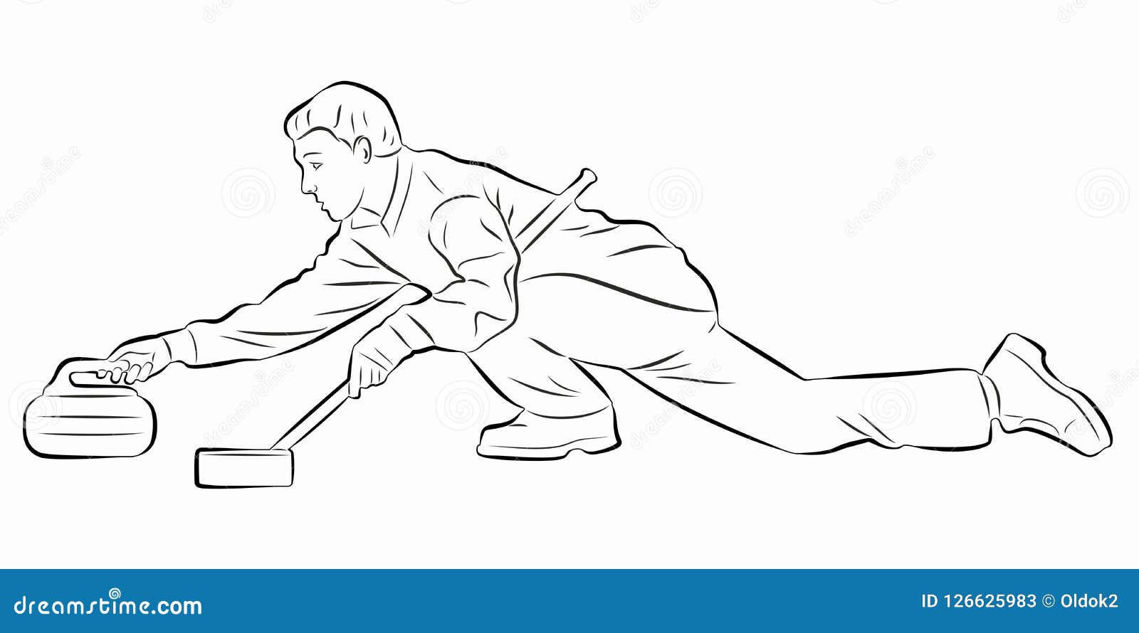 Curling Player Playing On The Rink. Vector Illustration | CartoonDealer ...