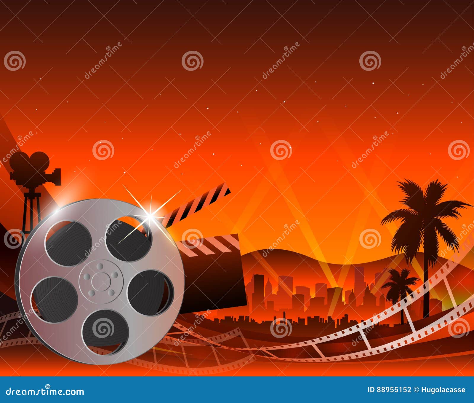 Movie Reel Background In Red