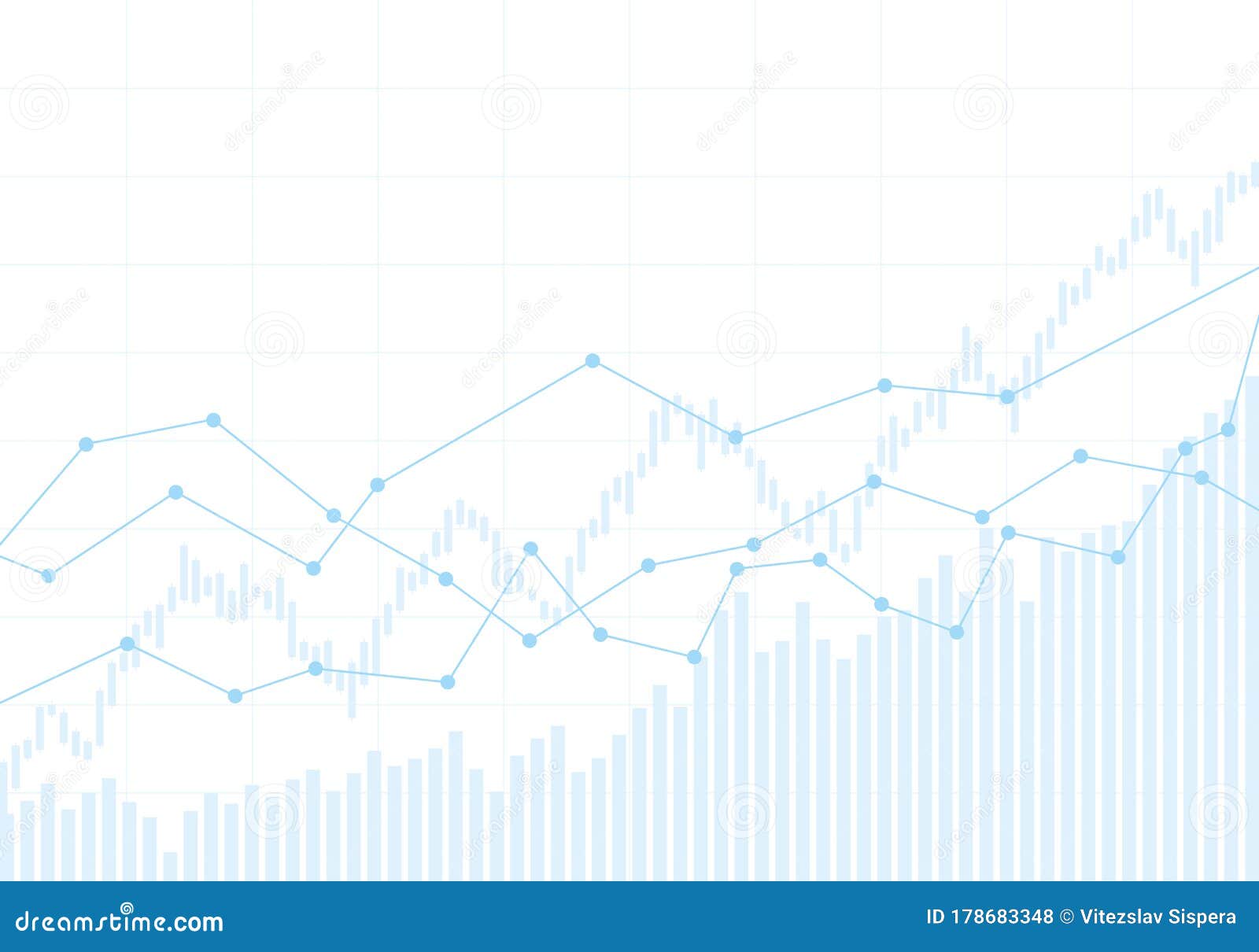 Illustration of Financial Chart of Growing and Falling Market. Blue ...
