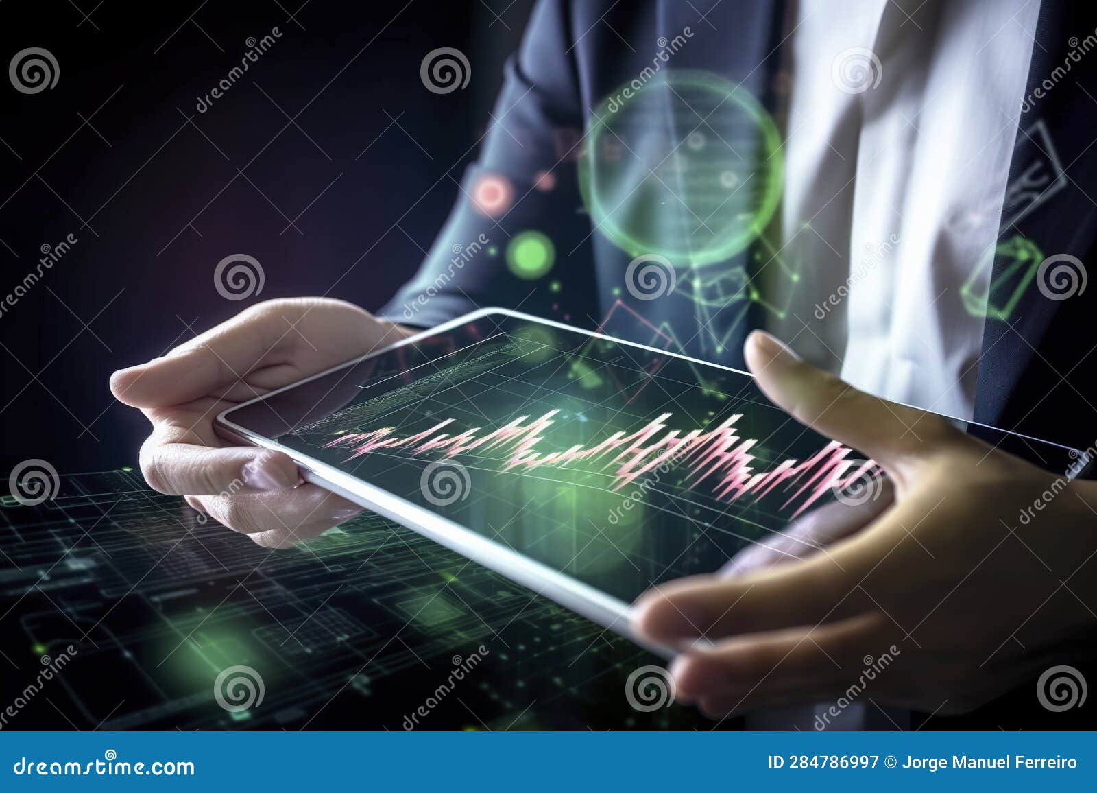 Illustration, Financial Graph and Chart with Computer, Ai Generative ...