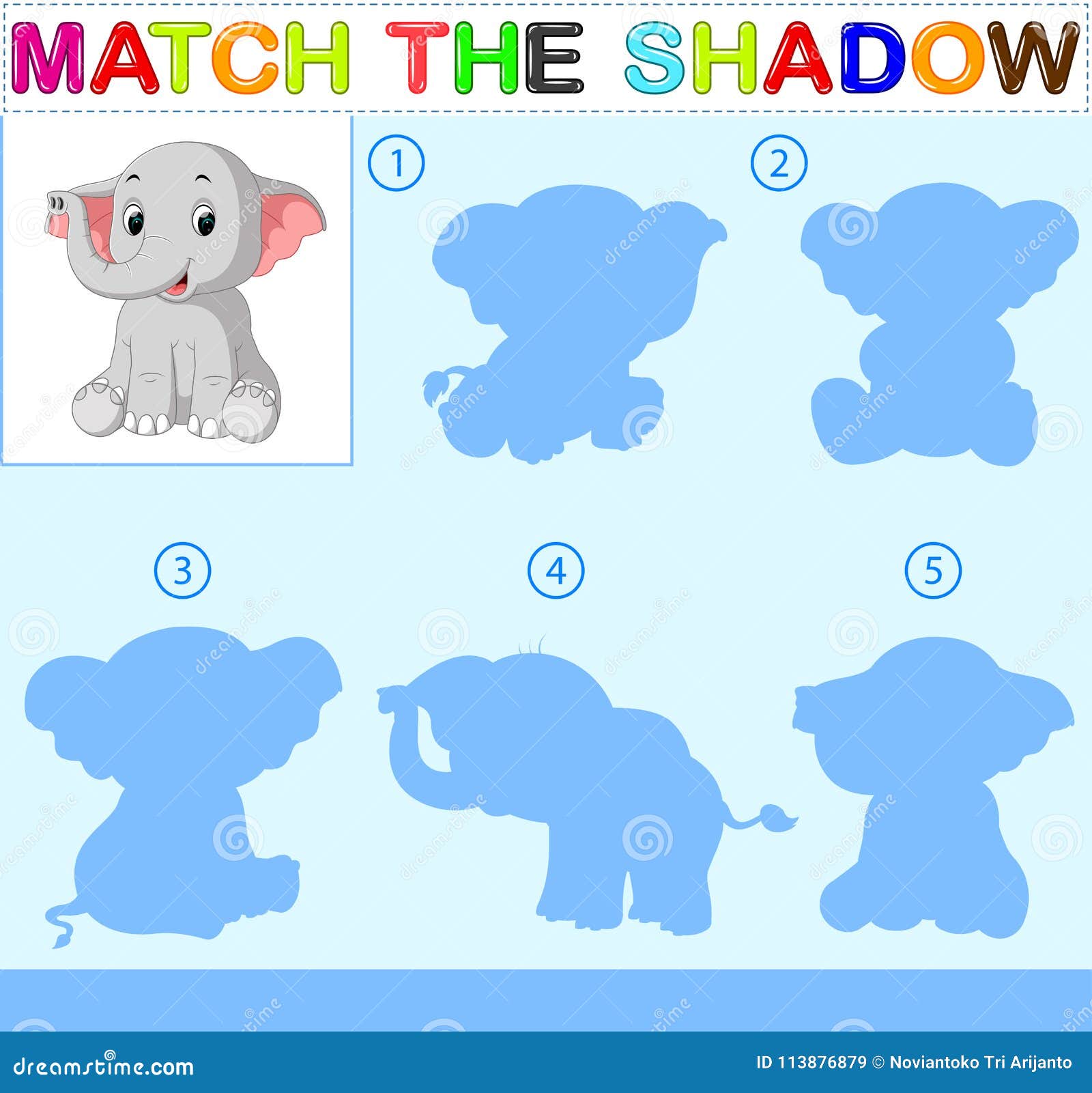 Find the Correct Shadow of the Elephant Stock Vector - Illustration of ...