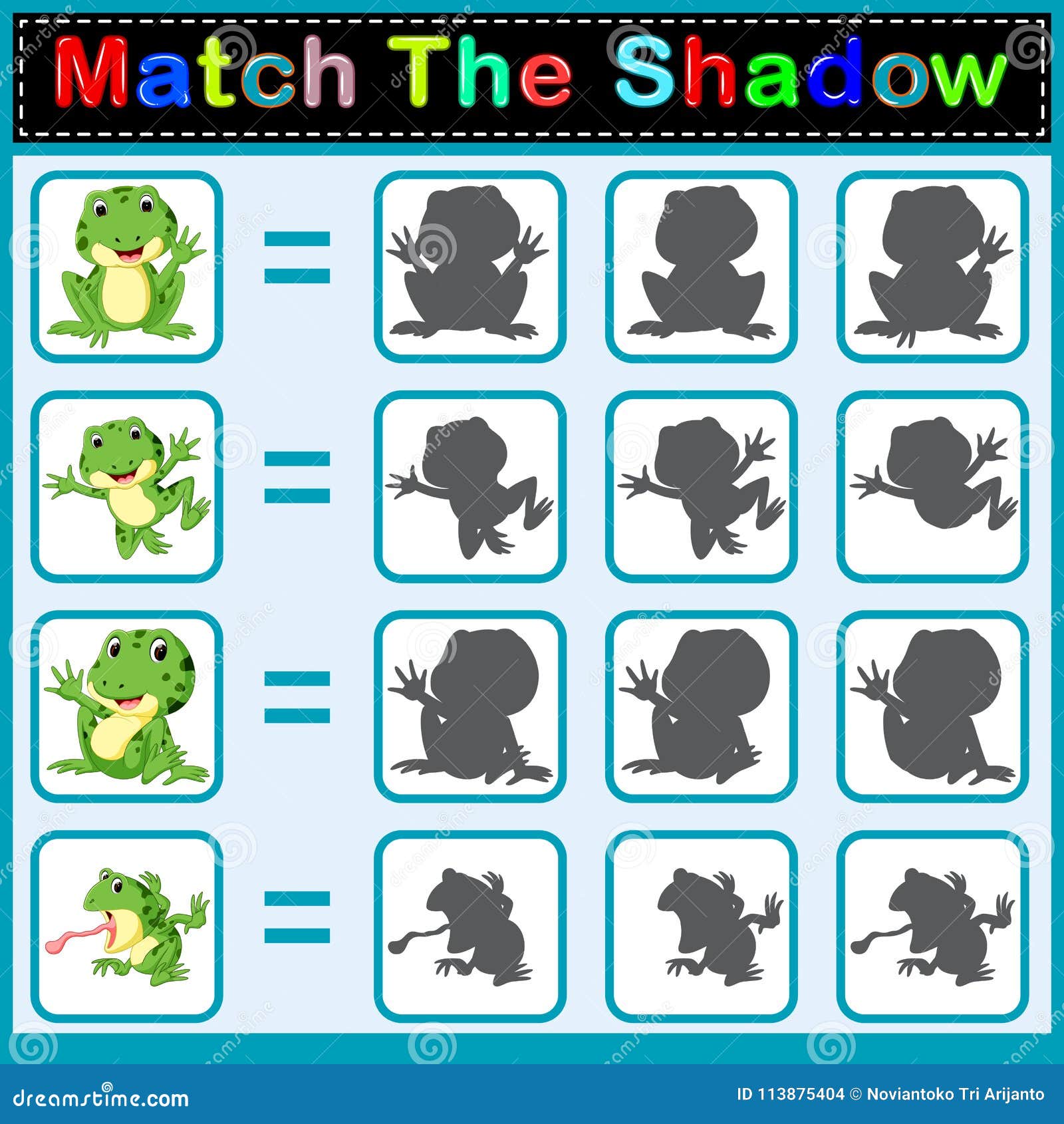 Find the Correct Shadow of the Frog Stock Vector - Illustration of ...