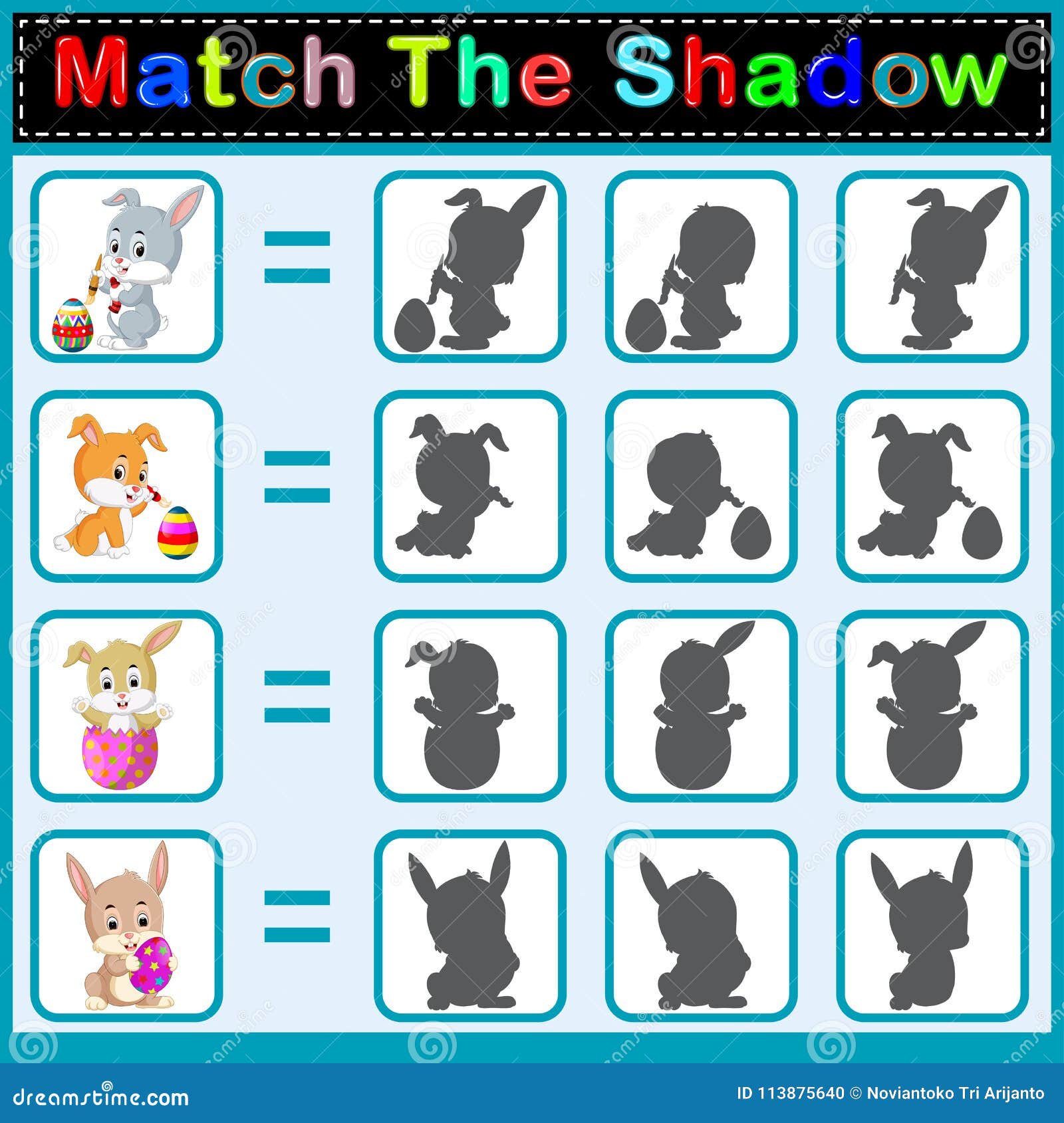 Find the Correct Shadow of the Rabbit Stock Vector - Illustration of ...