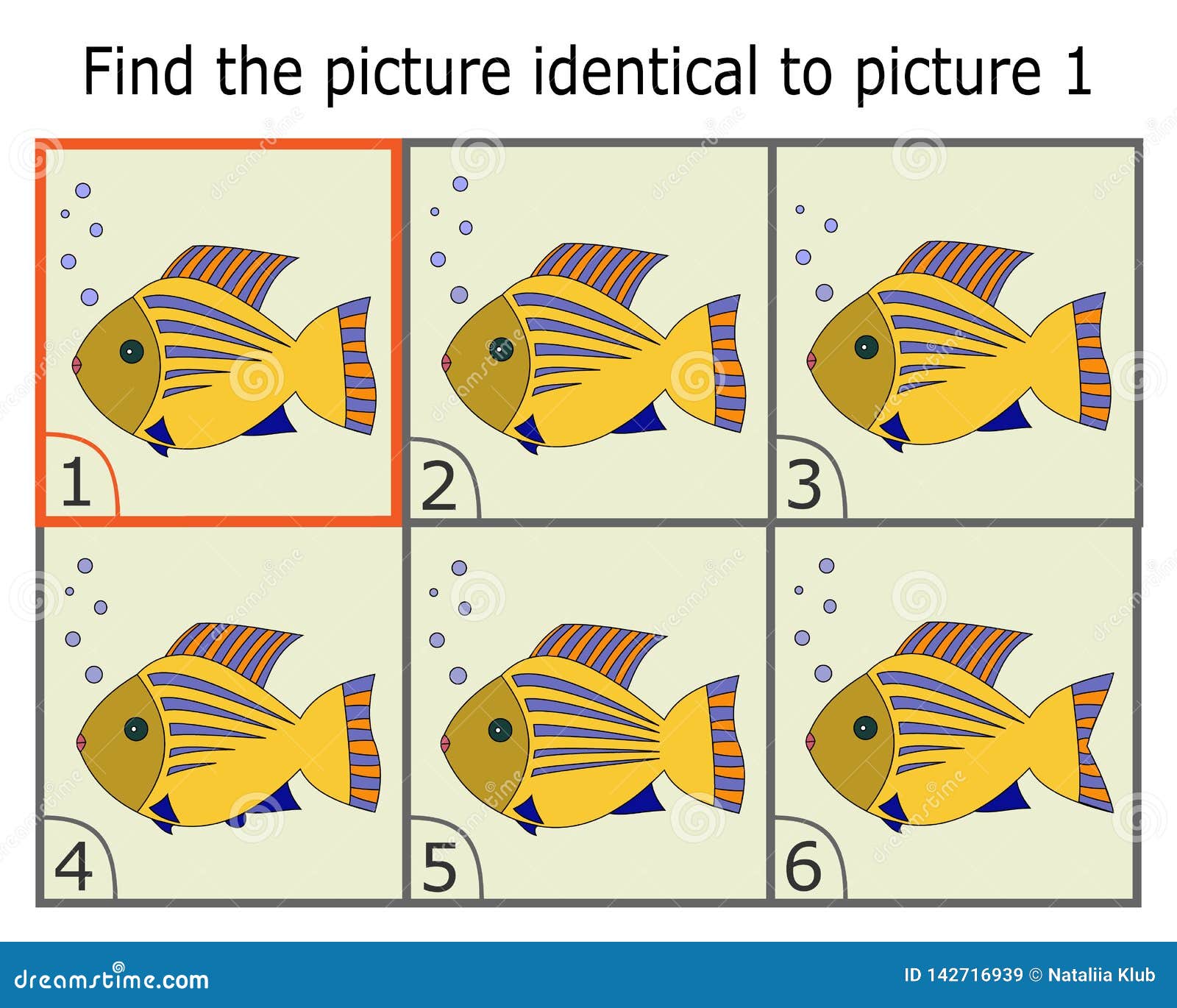 Illustration of Finding Two Identical Pictures. Logic Game. Educational ...