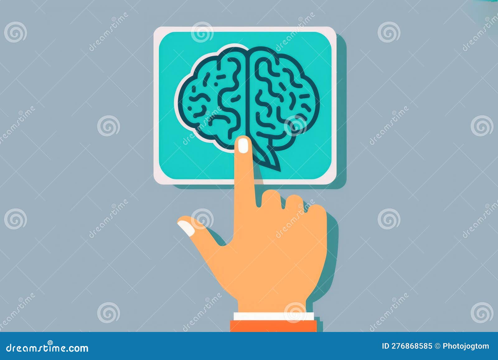 Finger Taps on an Icon with a Brain Stock Illustration - Illustration ...