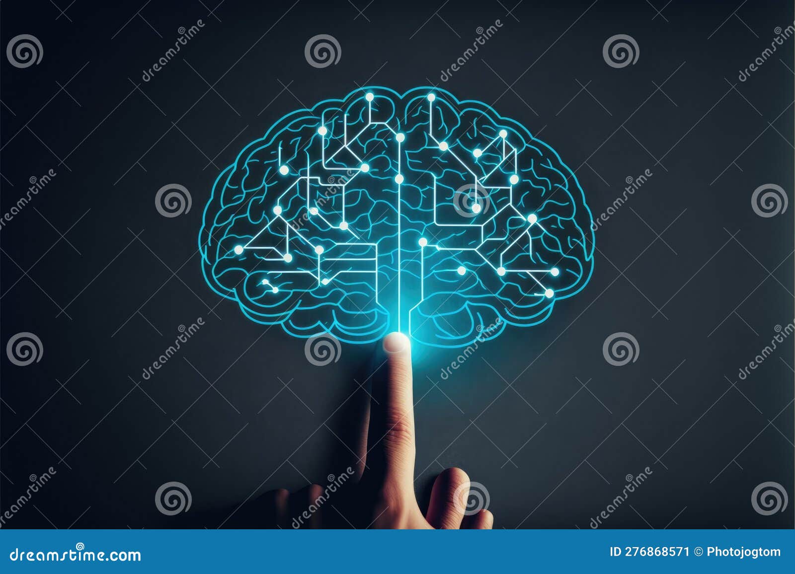 Finger Taps on an Icon with a Brain Stock Illustration - Illustration ...