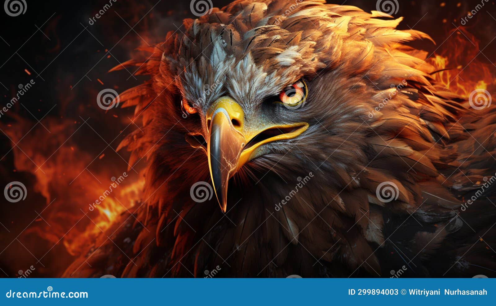 Illustration of Fire Burning Eagle with Black Background. Fire Burning ...