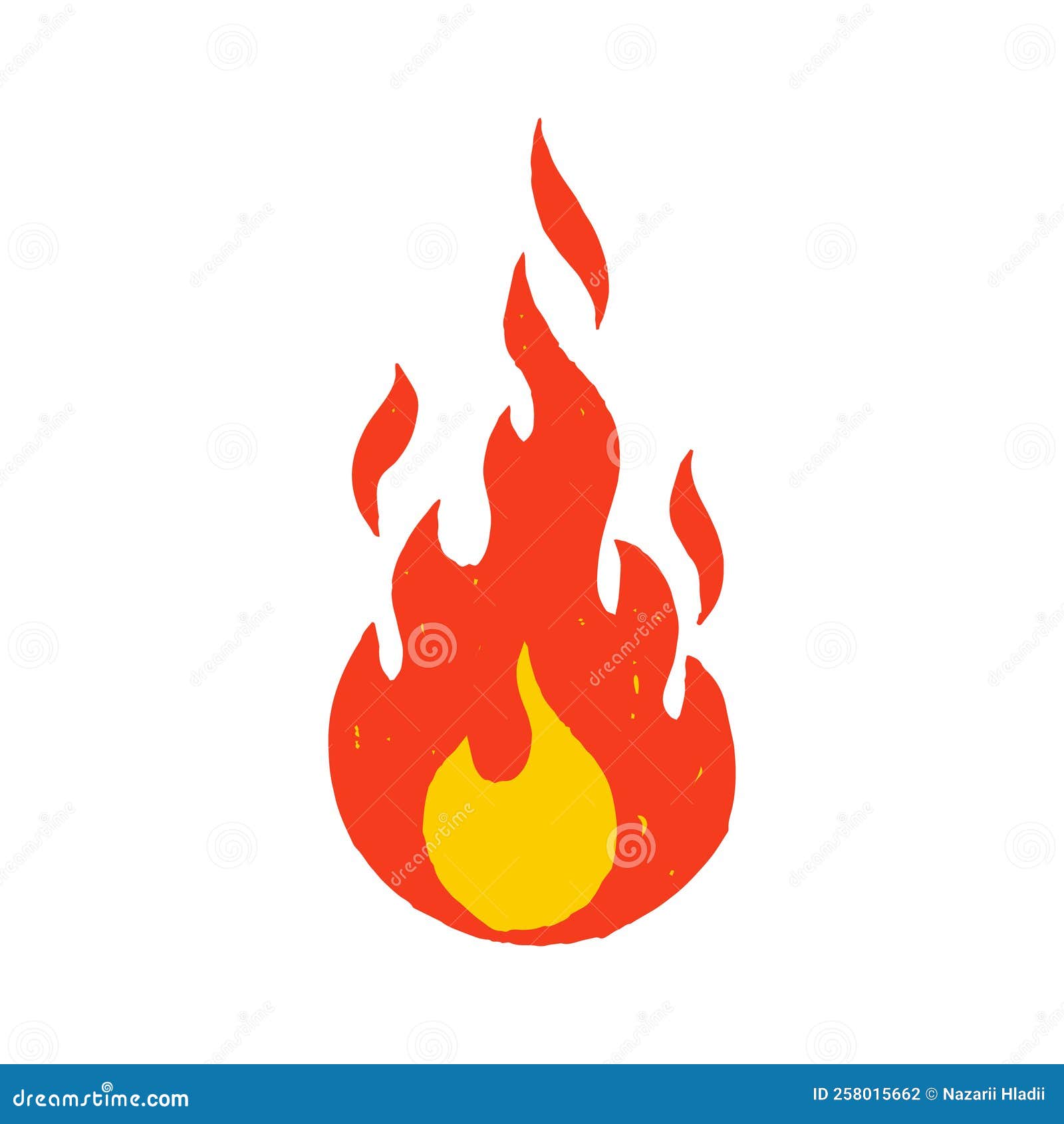 Vector Illustration of Fire in Colored Hand-drawn Style. Stock Vector ...