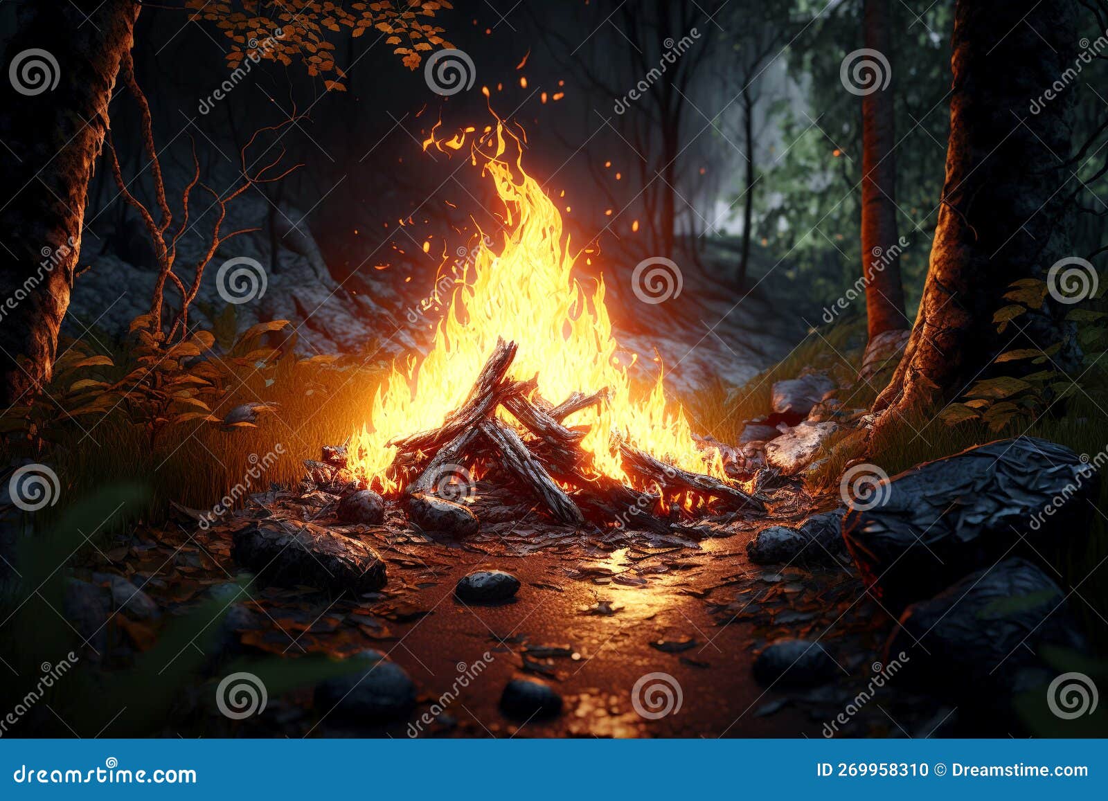 Illustration Fire in a Deciduous Forest Stock Illustration ...