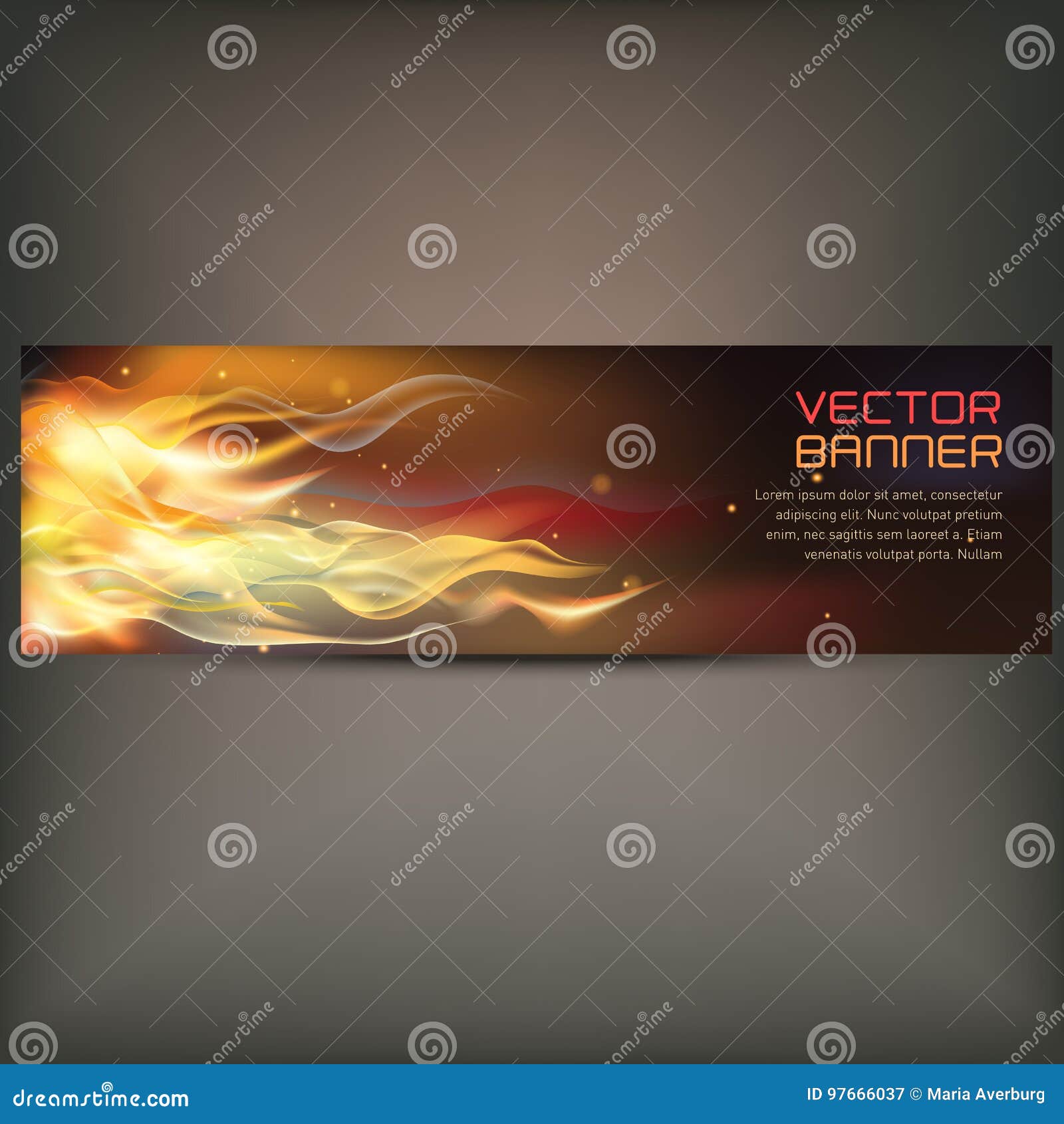 Illustration of Fire Flame Banner on Gray Background Stock Vector ...