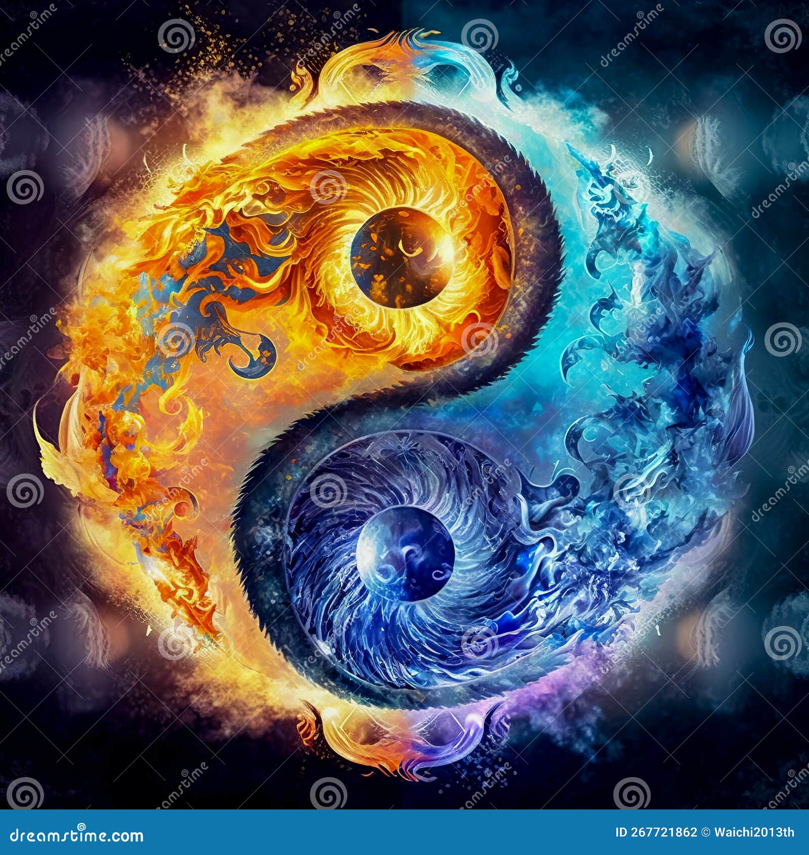 Illustration of Fire in the Form of Yin and Yang Symbol. Generative AI ...