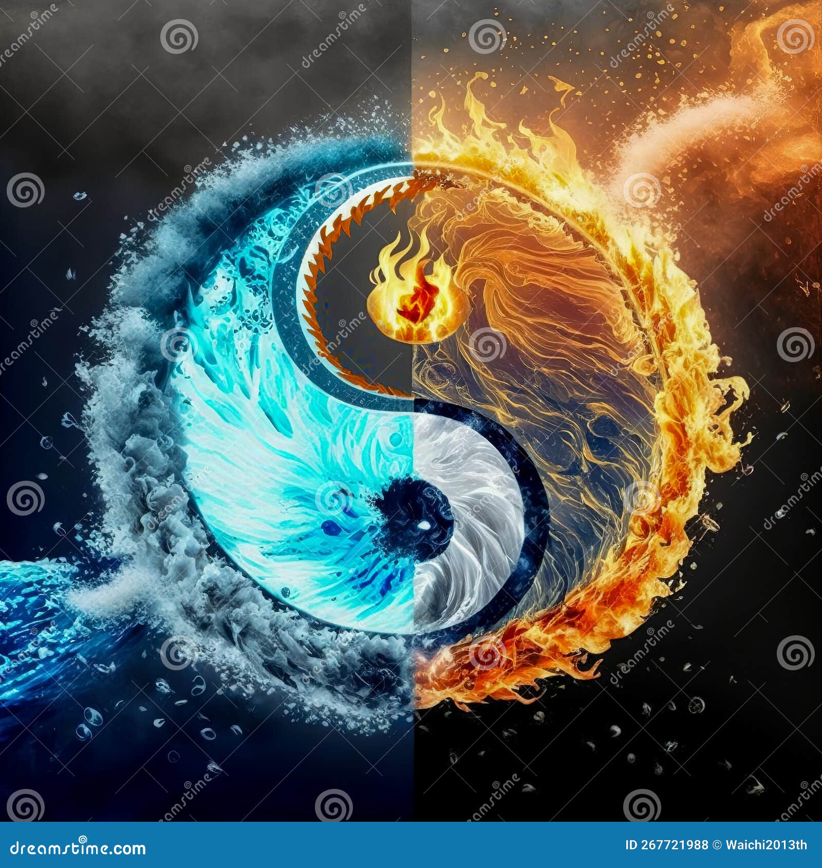 Illustration of Fire in the Form of Yin and Yang Symbol. Generative AI ...