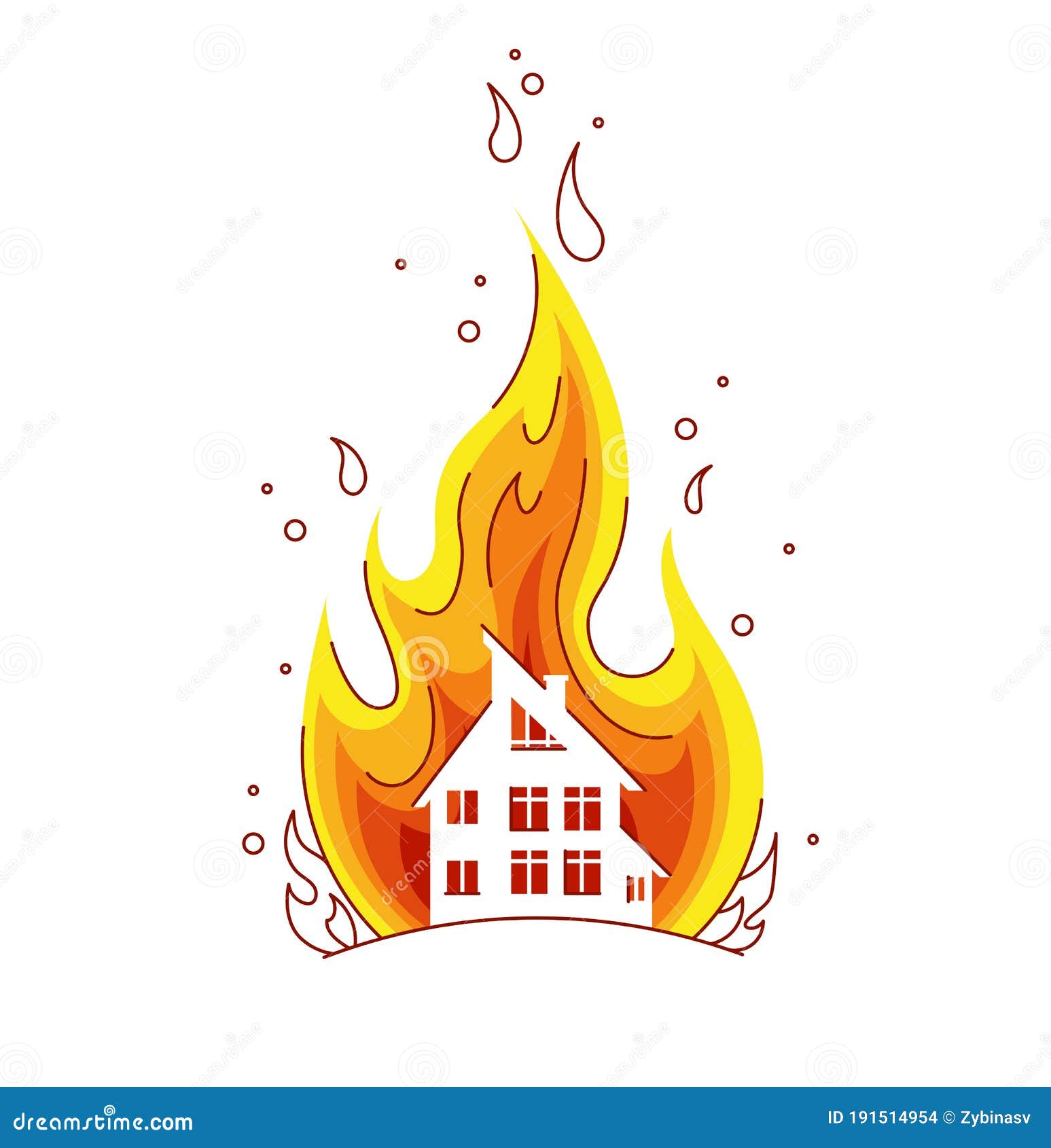 Illustration of Fire . the House is on Fire. Design for Property ...