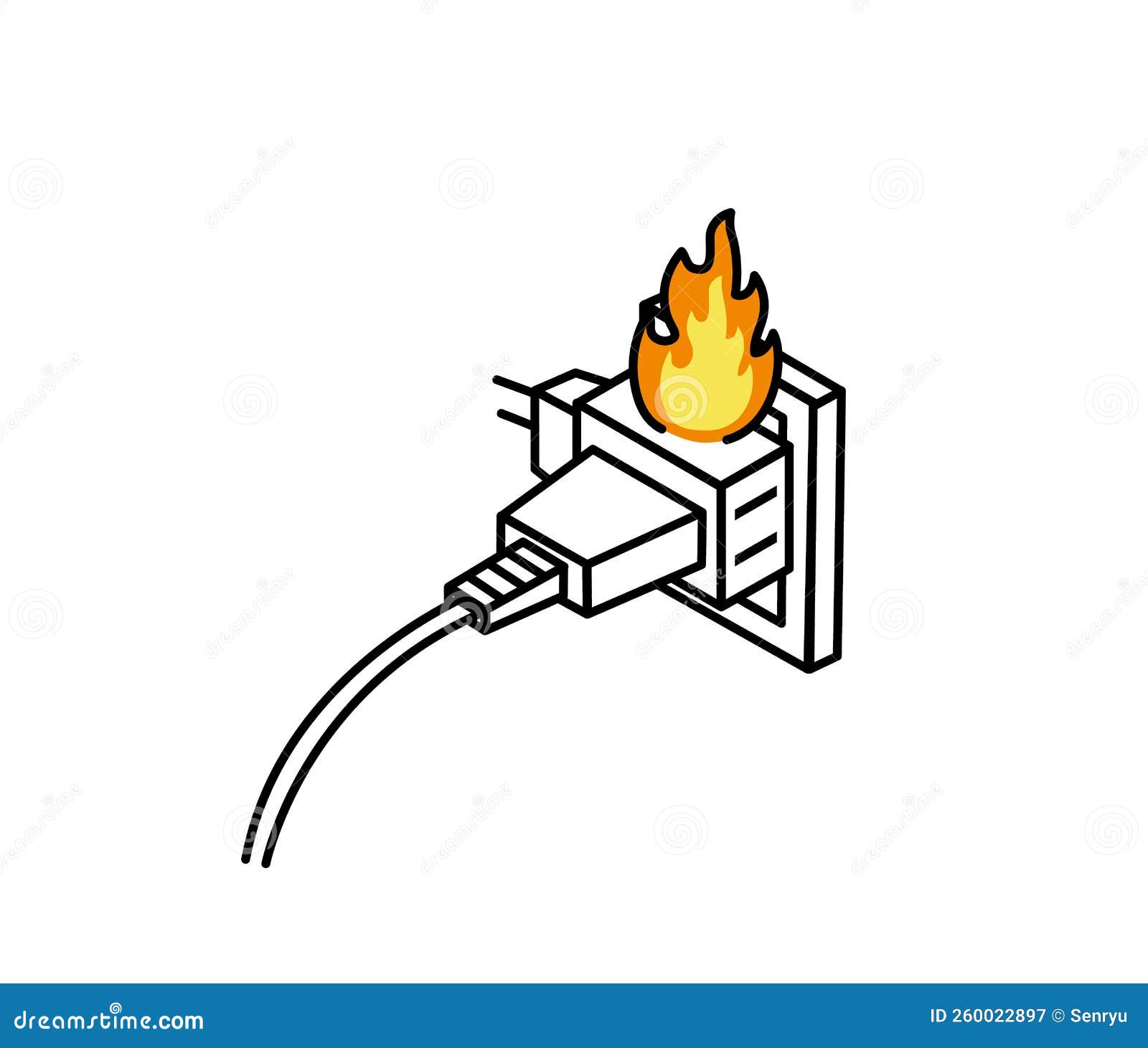 Illustration of a Fire Starting from a Power Strip Stock Vector ...