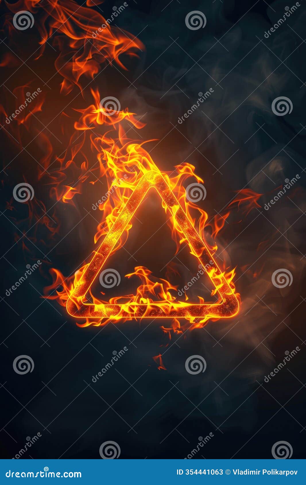 Illustration of a Fire Triangle on a Black Background. Ideal for Fire ...