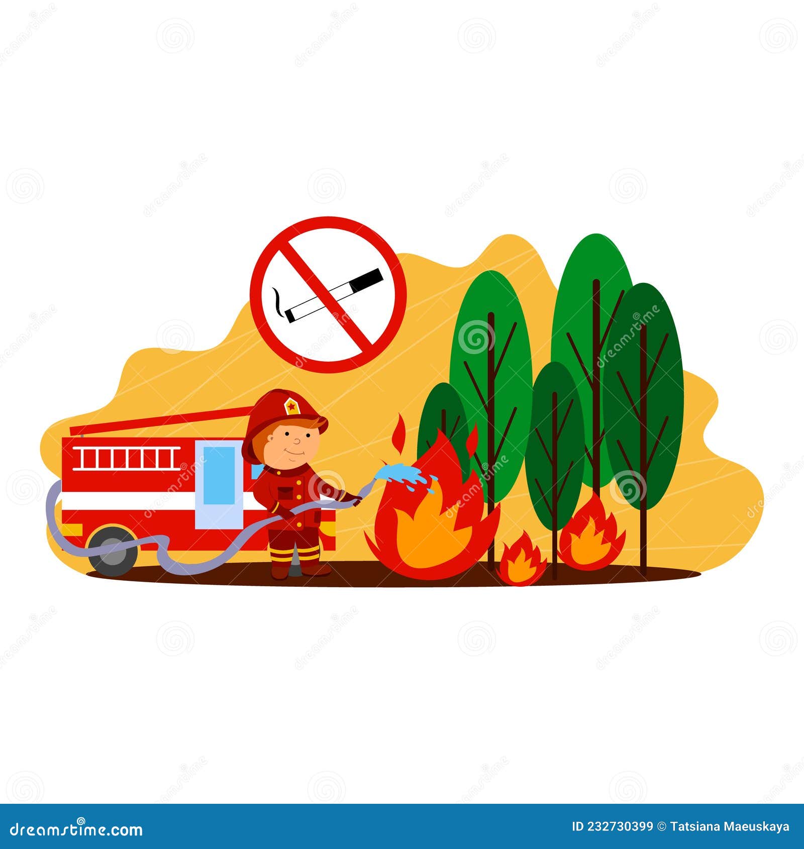 Firefighter - Man Firefighter Extinguishing Fire, Climbing Up Ladder ...