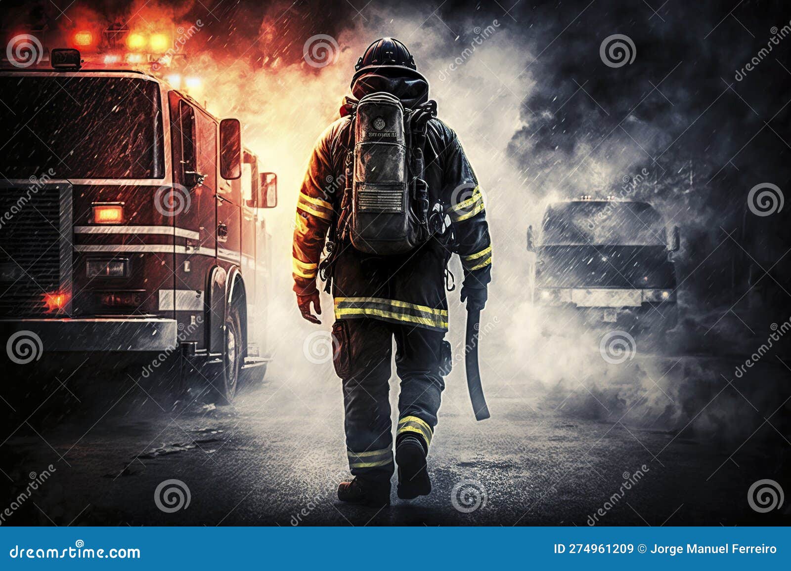 Illustration Fireman Cute Cartoon Adorable Anime Art Avatar Boy Career ...