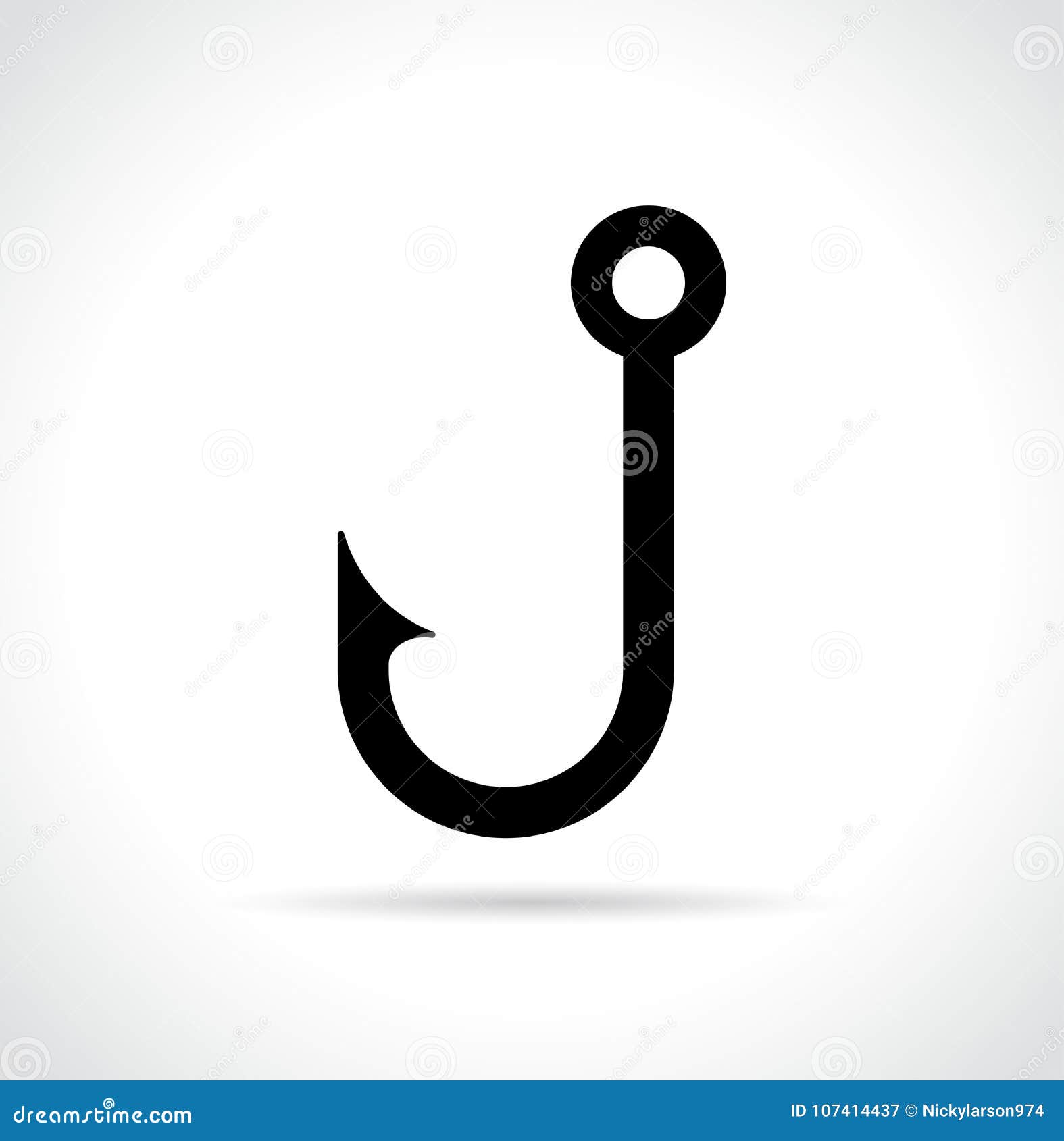 Fish Hook Icon on White Background Stock Vector - Illustration of ...