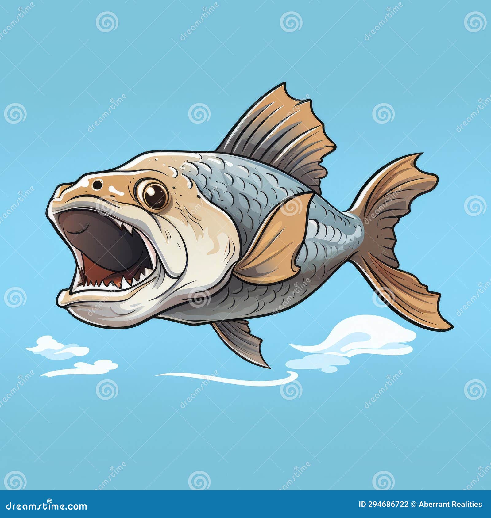 An Illustration of a Fish with Its Mouth Open Stock Illustration ...