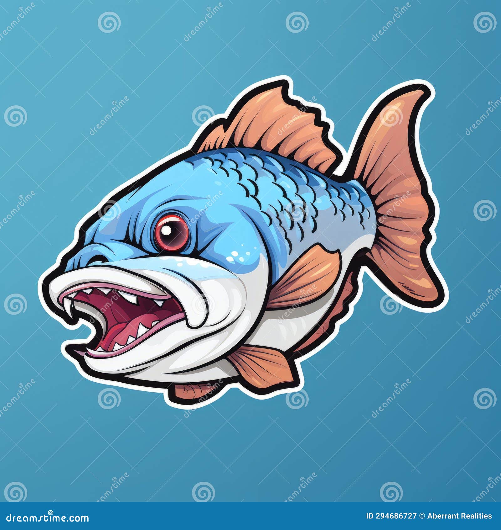An Illustration of a Fish with Its Mouth Open Stock Illustration ...