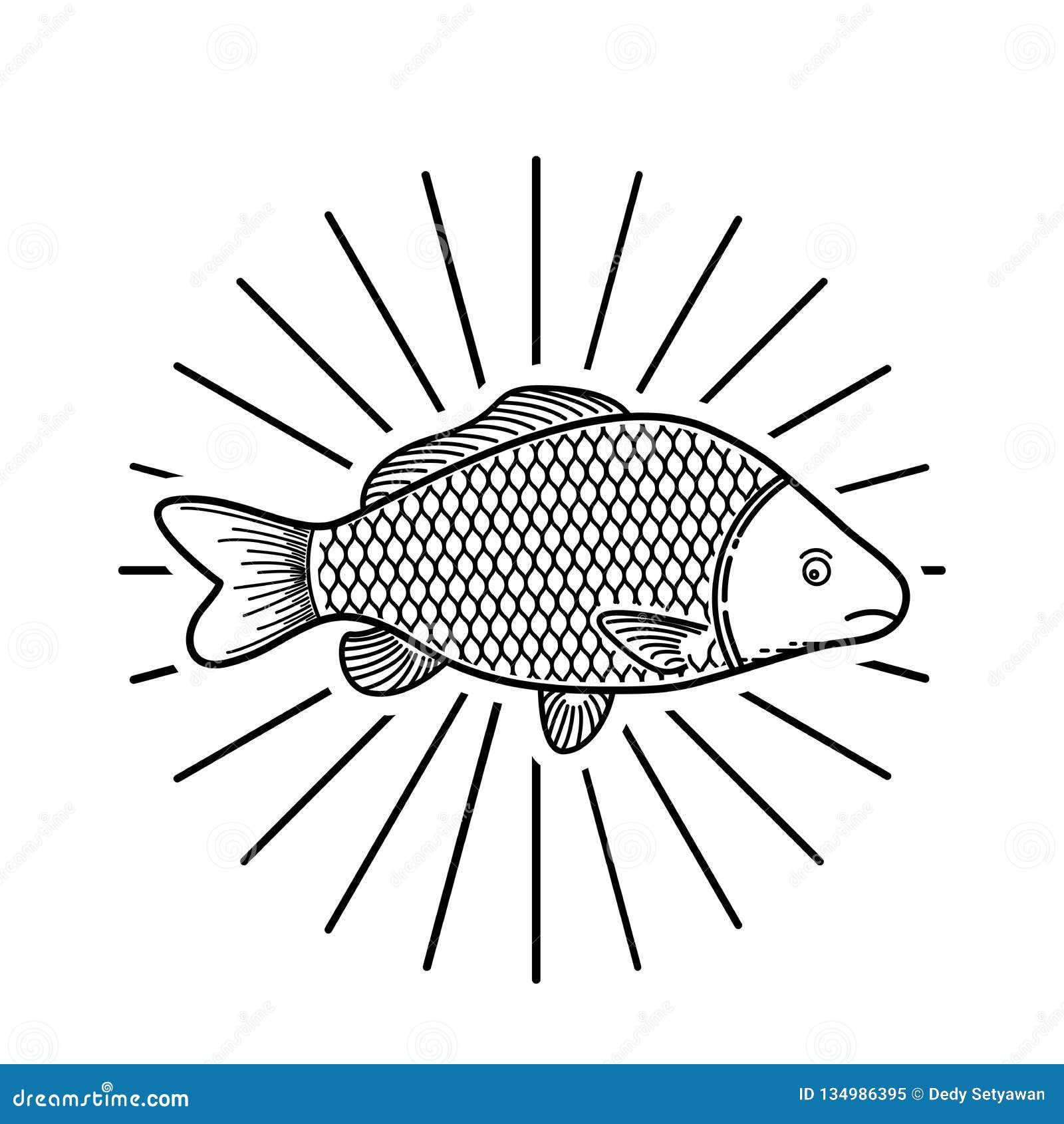 Illustration of Fish Line Art Design Stock Vector - Illustration of ...