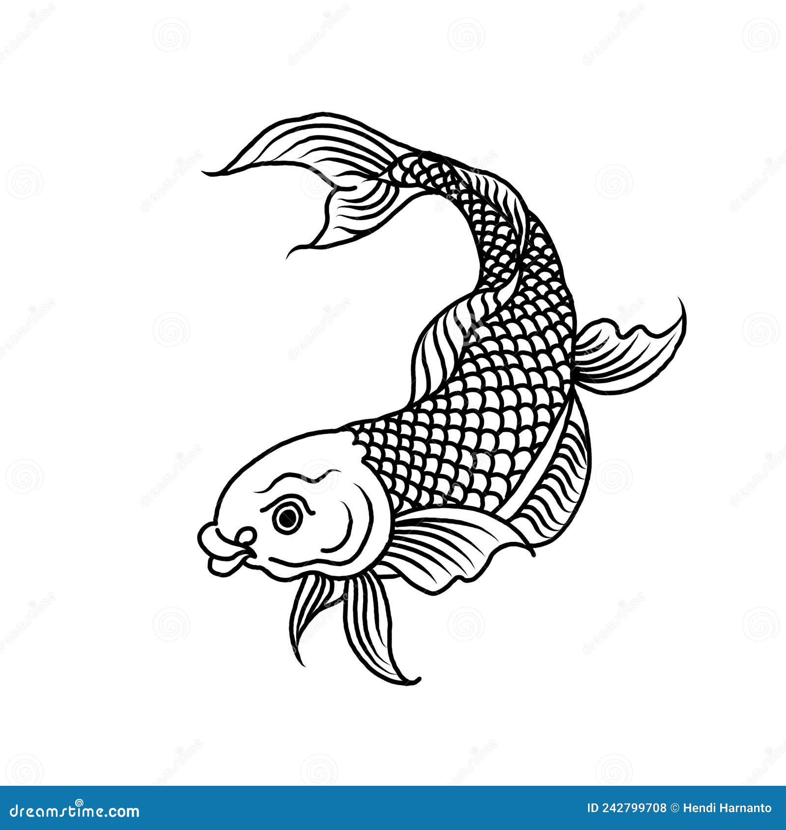 Illustration Fish Line Art stock vector. Illustration of pattern ...