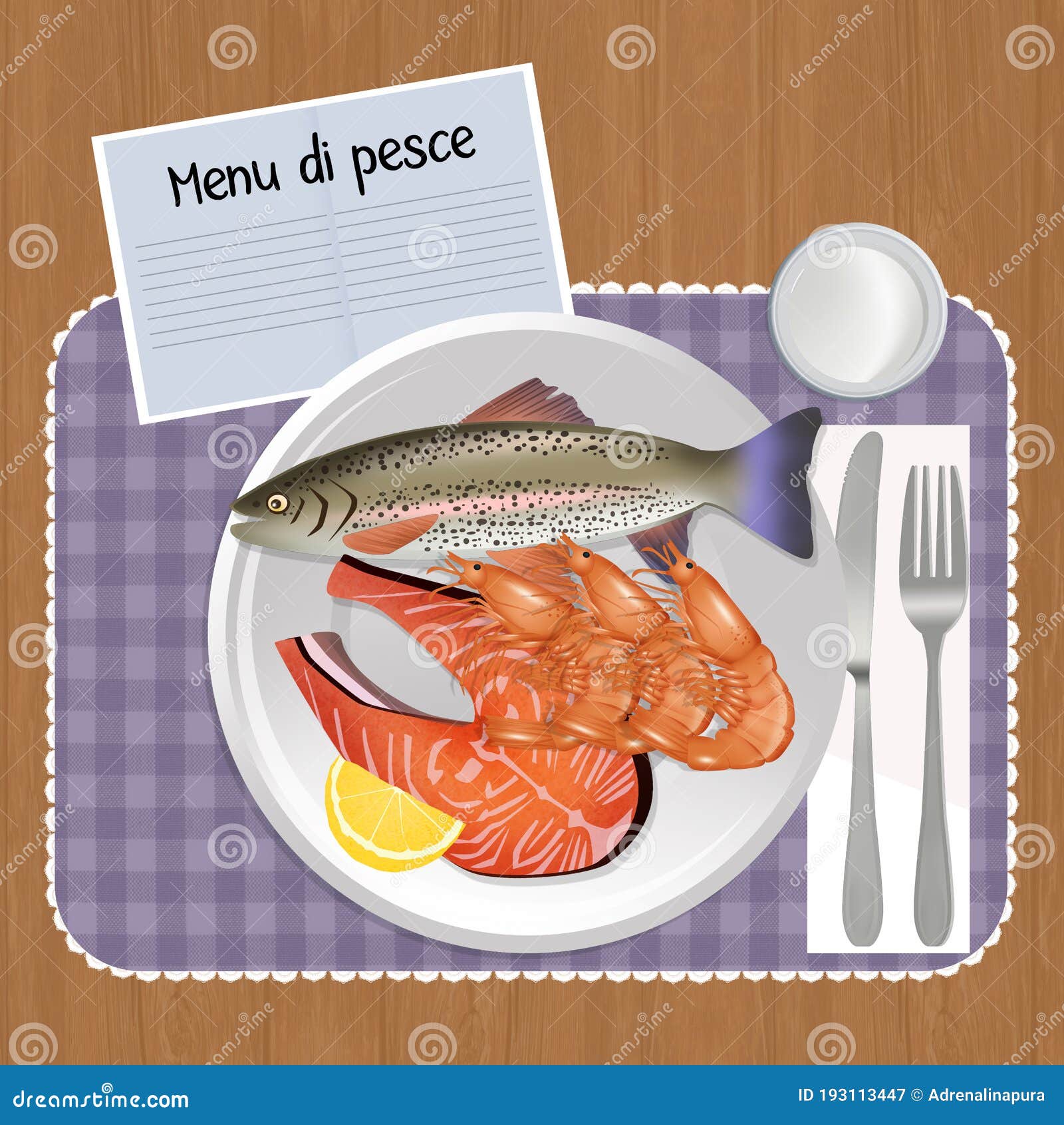 Illustration of fish menu stock illustration. Illustration of shrimp ...