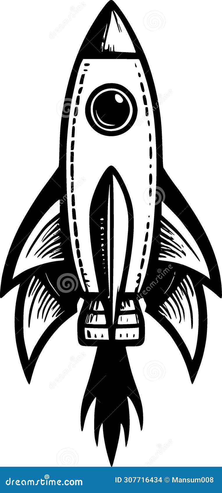 Illustration of Fish with Space Rocket and Ship Stock Illustration ...