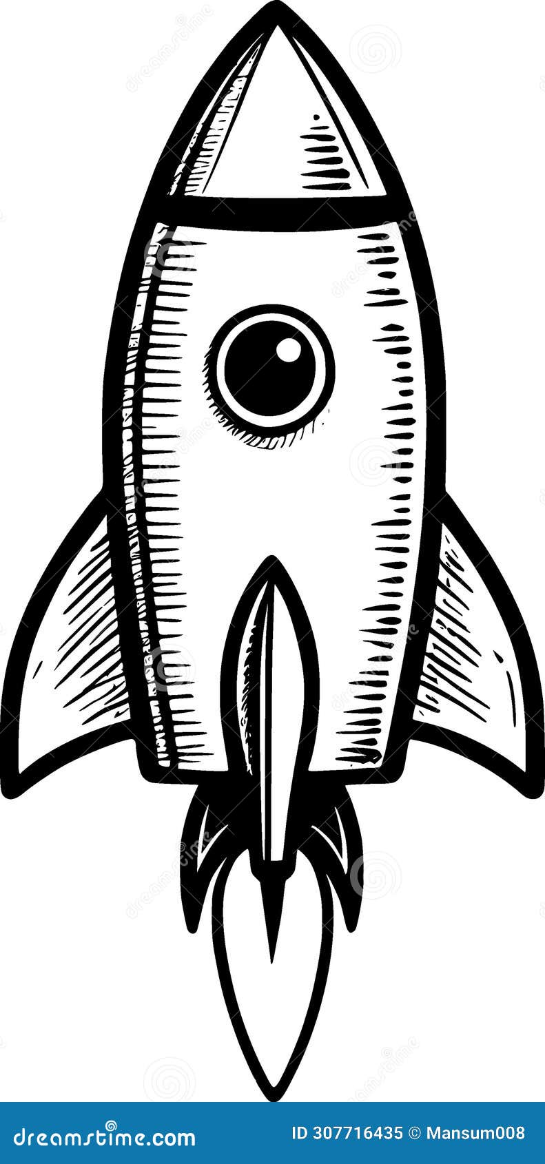 Illustration of Fish with Space Rocket and Ship Stock Illustration ...
