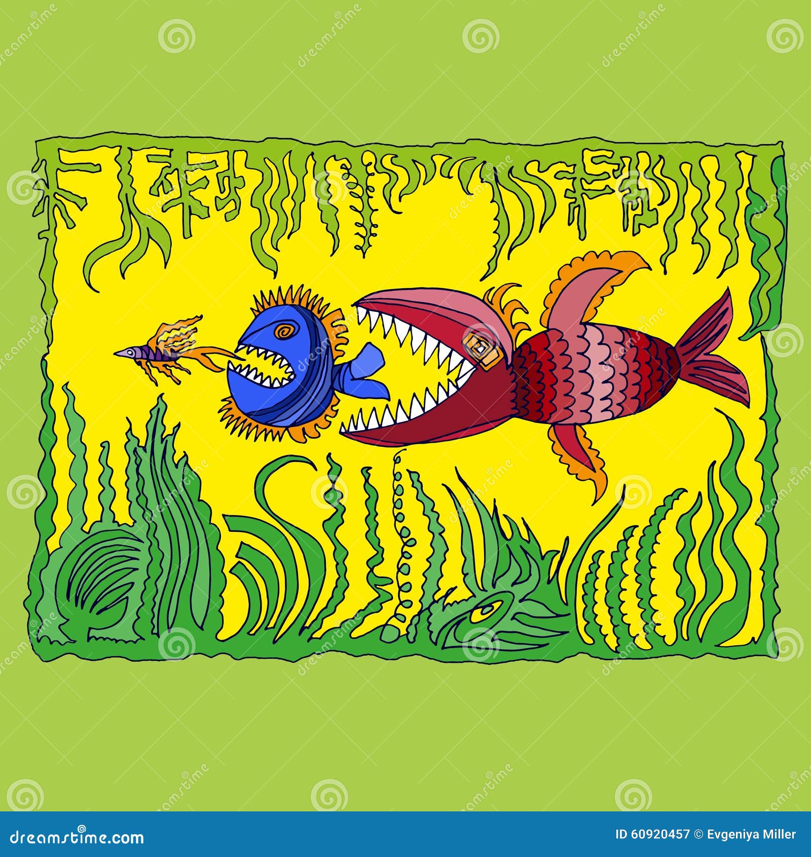 Illustration with fish stock illustration. Illustration of decorative ...