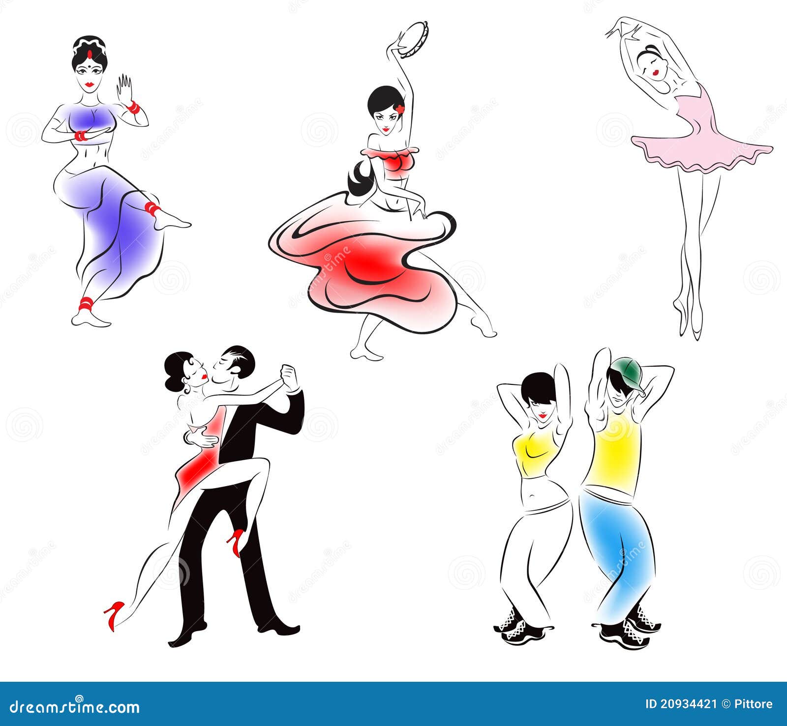 Dance Styles Cliparts Collection. Silhouettes Of Tango, Jazz, Swing ...