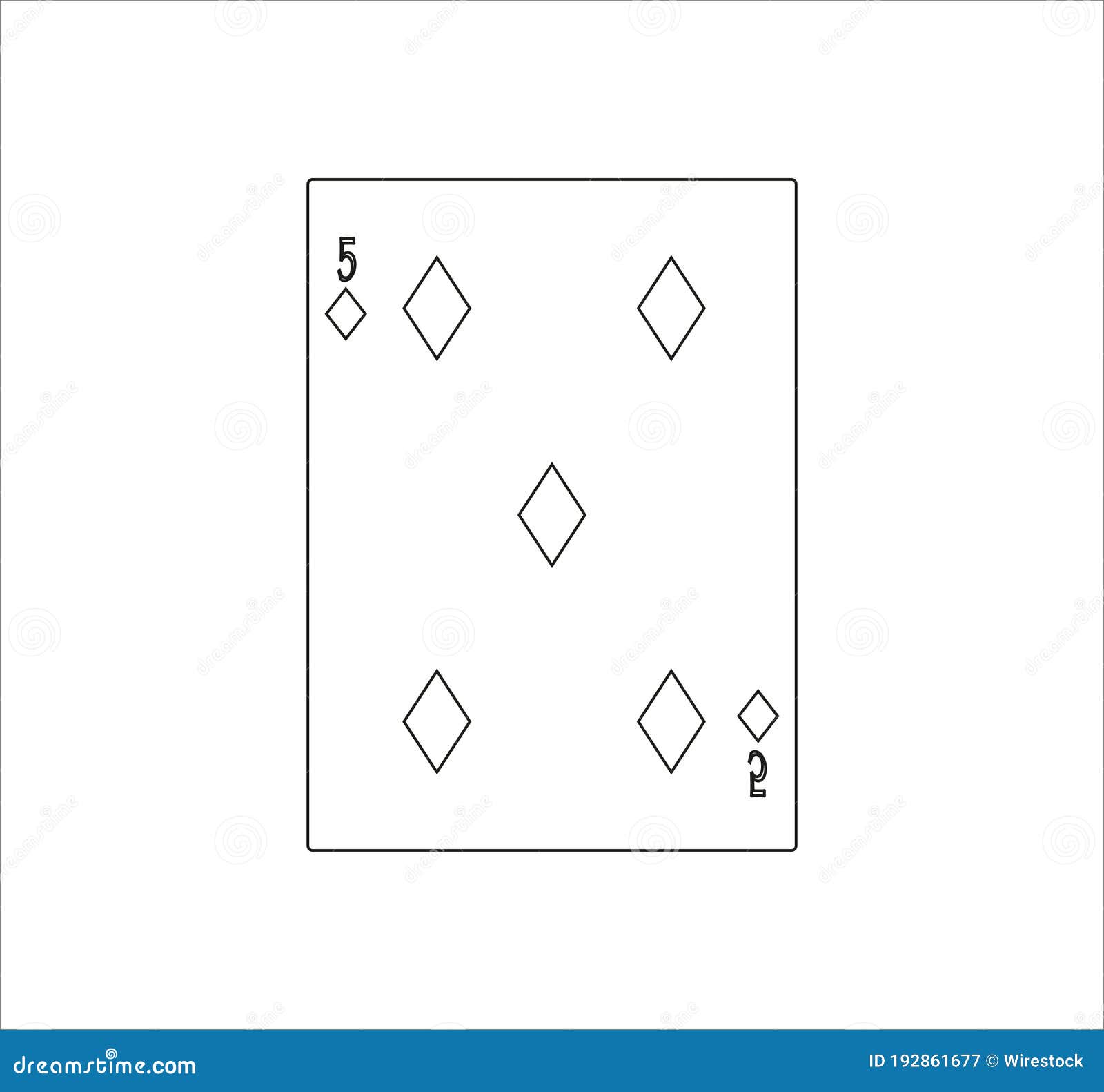 Illustration of a Five of Diamonds Card Isolated on a White Background ...