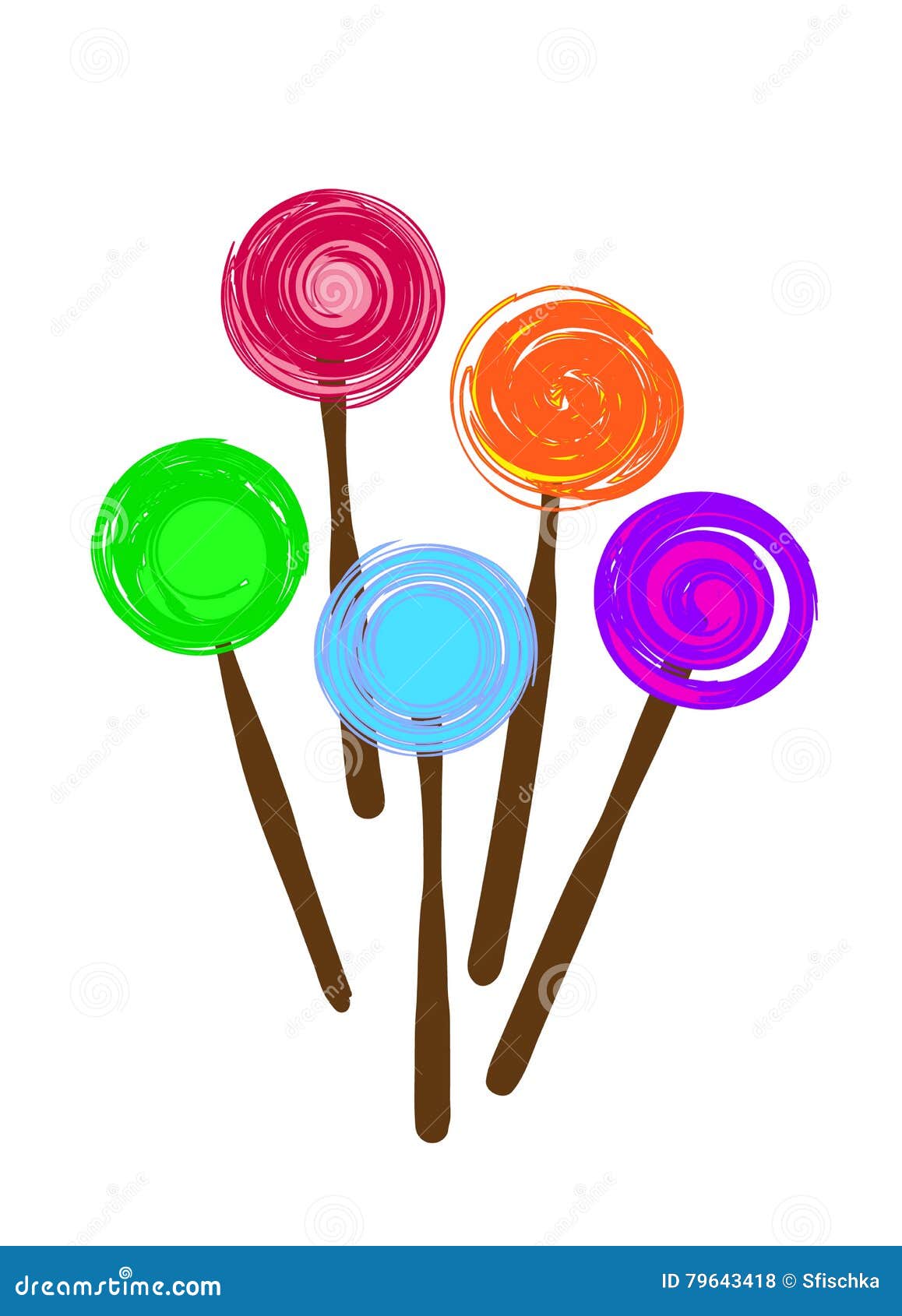 Illustration of Five Different Colored Lollipops Stock Vector ...
