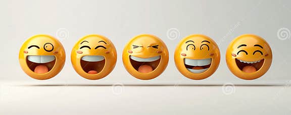 An Illustration of Five Smiling Emojis in a Row Stock Illustration ...