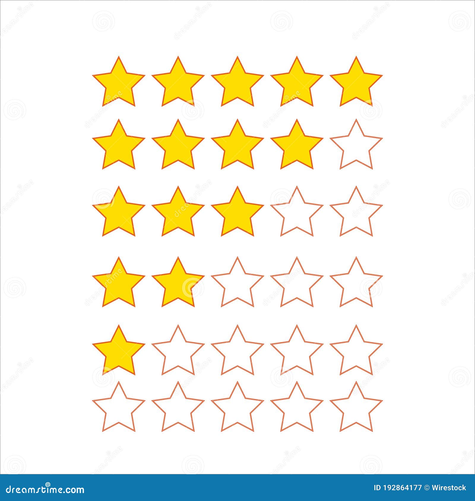 Illustration of the Five-star Ranking System Isolated on a White ...