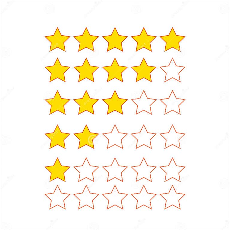 Illustration of the Five-star Ranking System Isolated on a White ...
