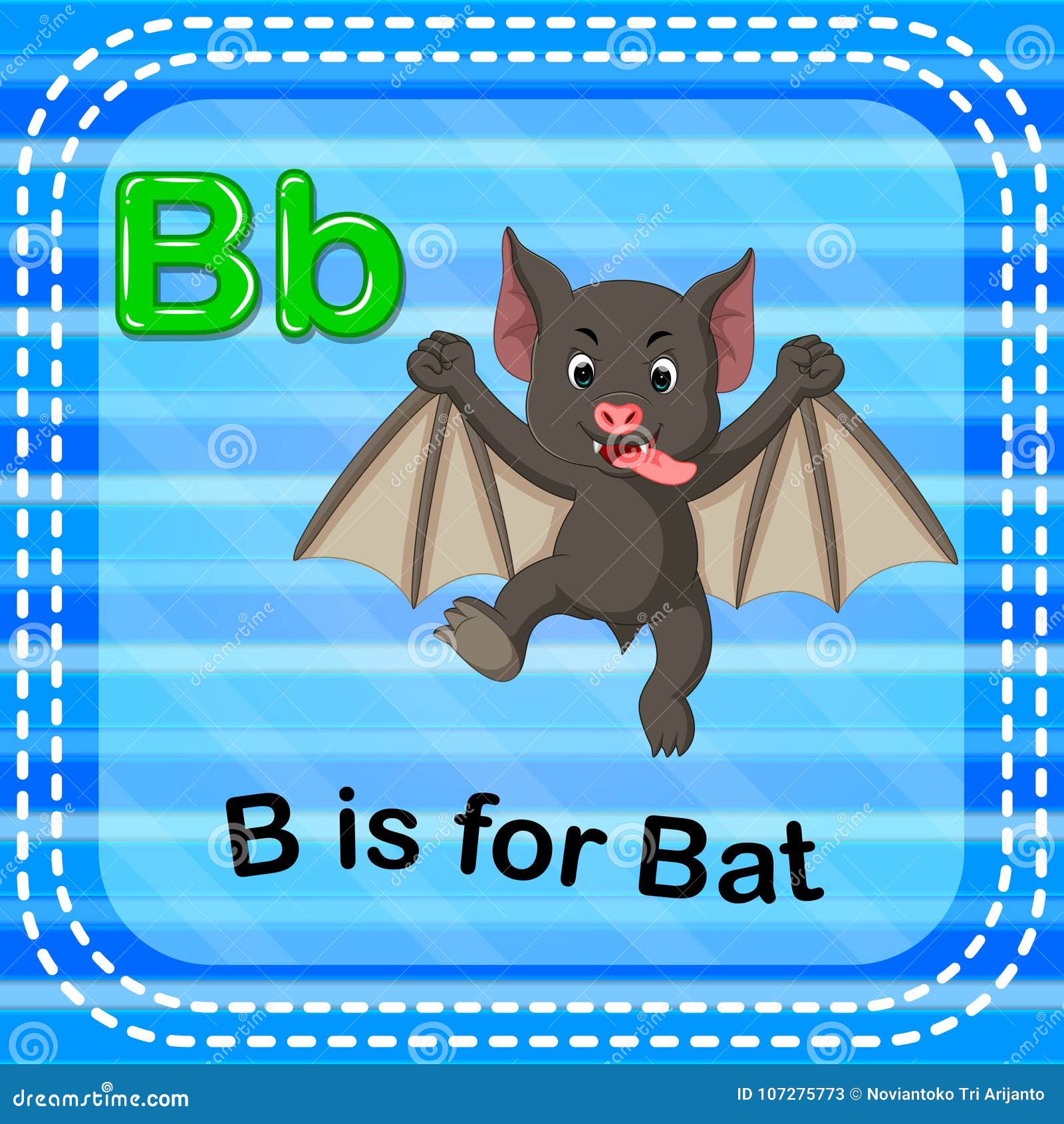 Flashcard Letter B is for Bat Stock Vector - Illustration of tropical ...