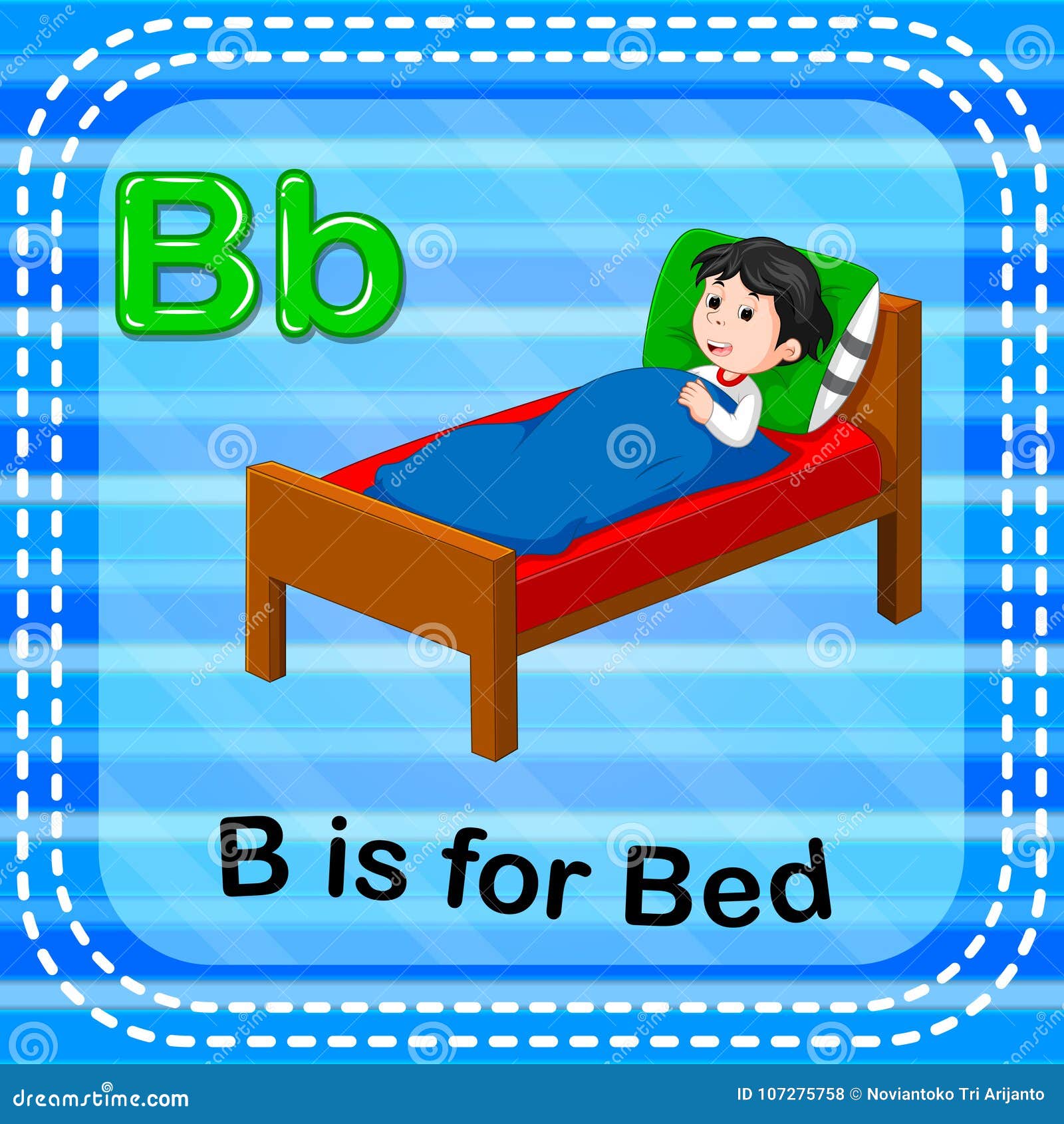 Flashcard Letter B is for Bed Stock Vector - Illustration of bedroom ...