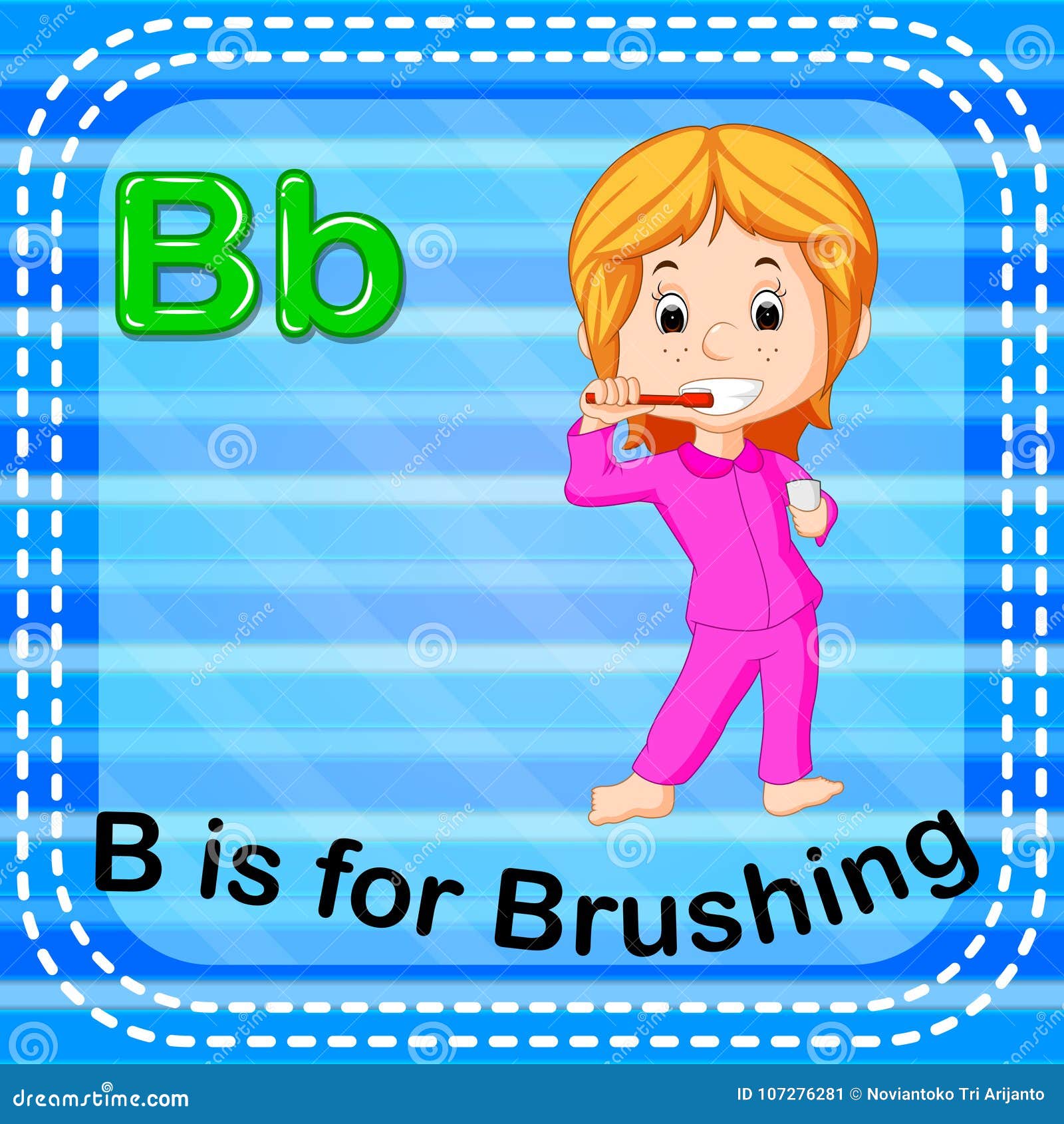 Flashcard Letter B is for Brushing Stock Vector - Illustration of brush ...