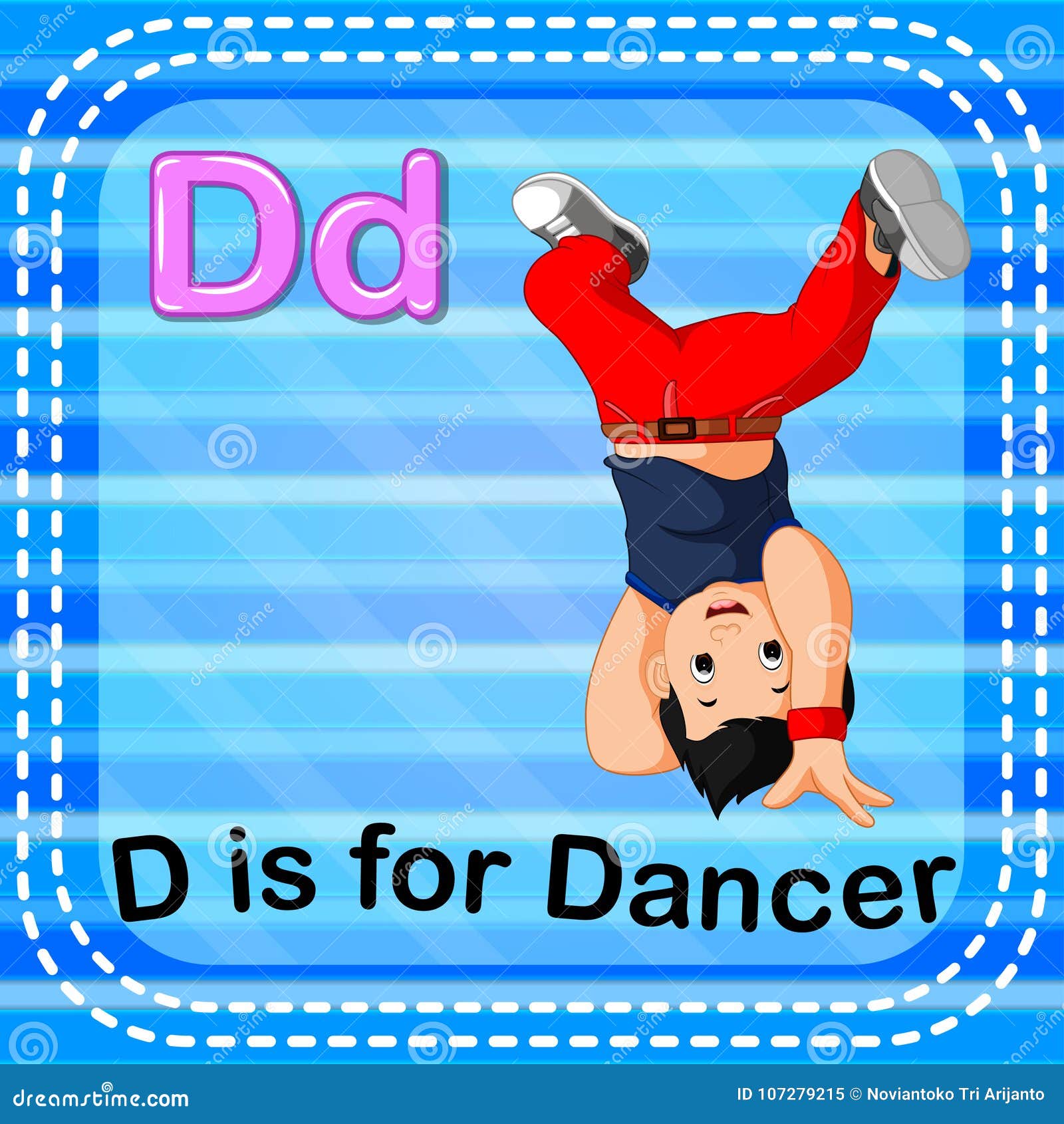 Flashcard Letter D is for Dancer Stock Vector - Illustration of border ...